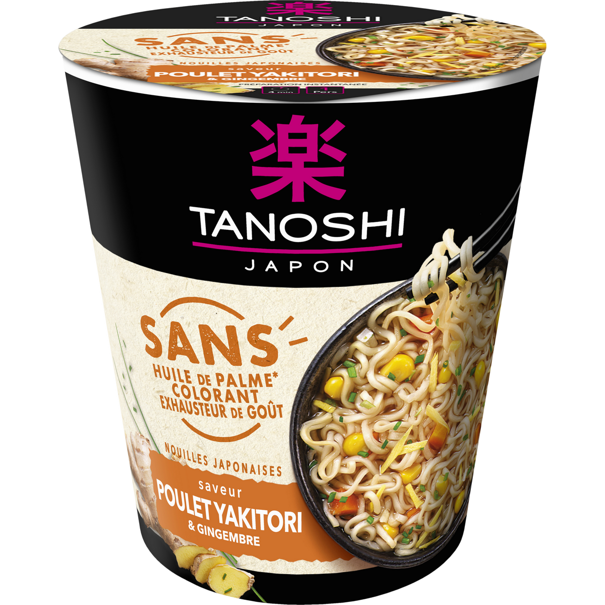 TANOSHI Cup nouilles japonaises saveur poulet yakitori et gingembre 1 ...
