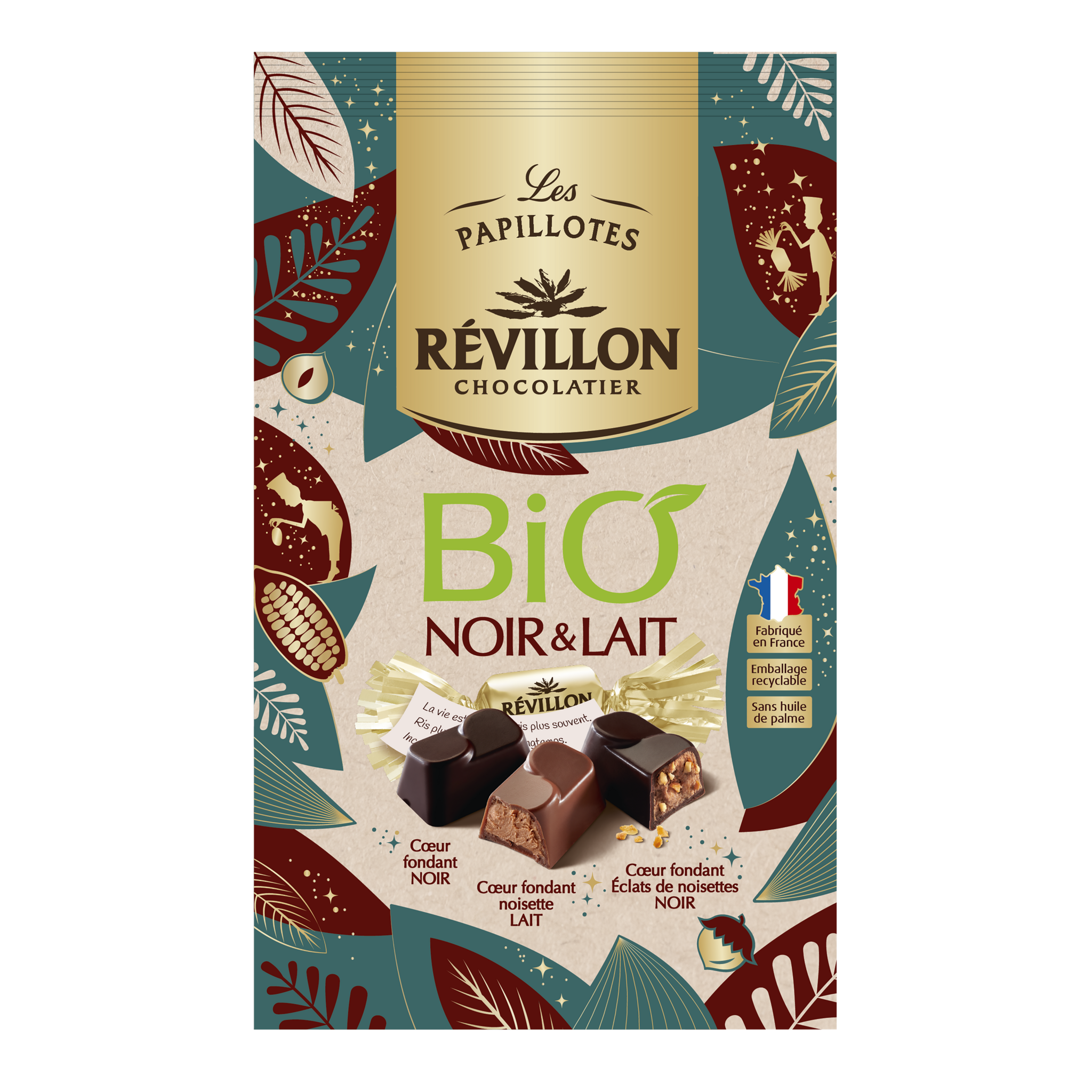 REVILLON CHOCOLATIER Assortiment chocolats noirs lait et noisettes bio ...