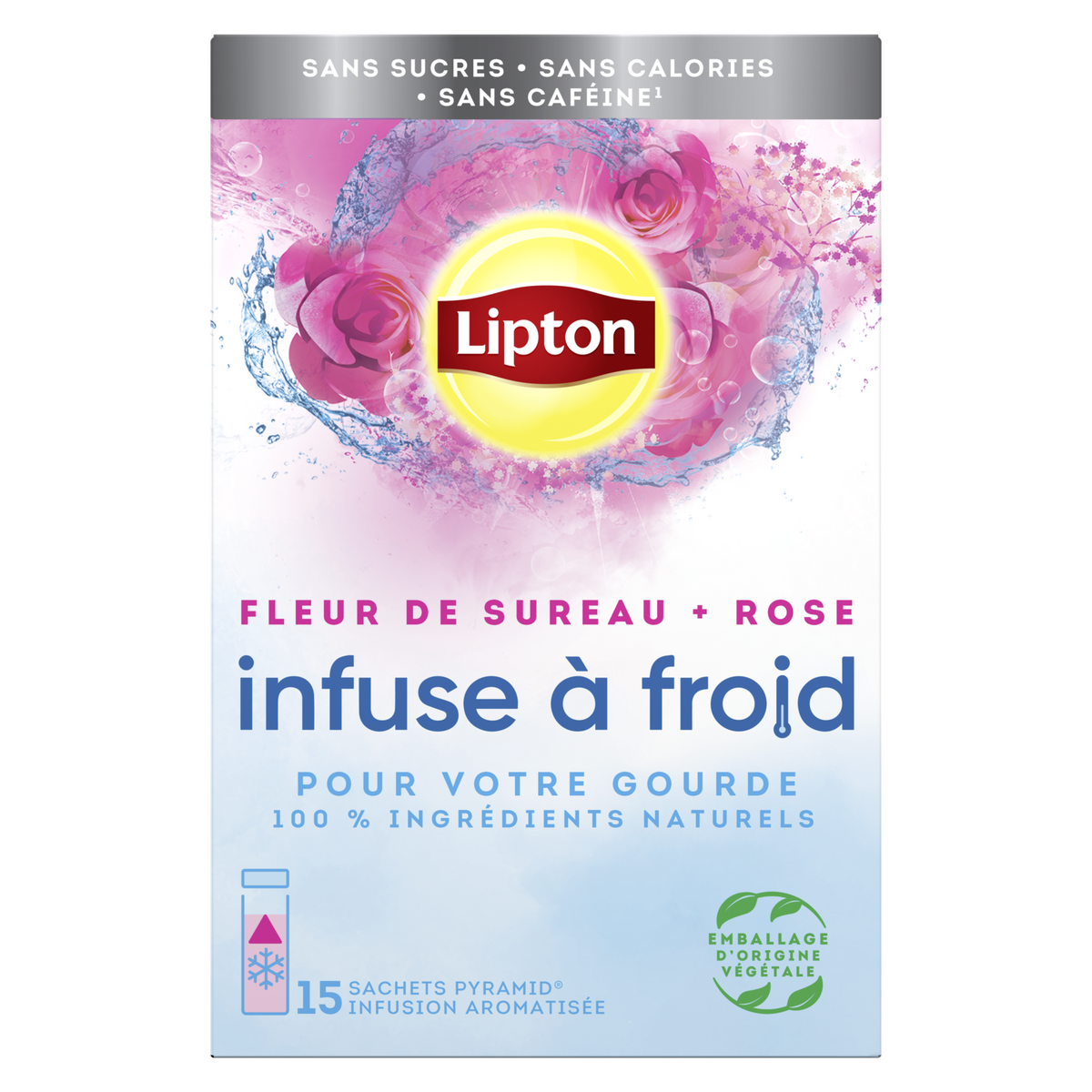 LIPTON Infusion à froid fleur de sureau et rose 15 sachets 37g pas cher ...