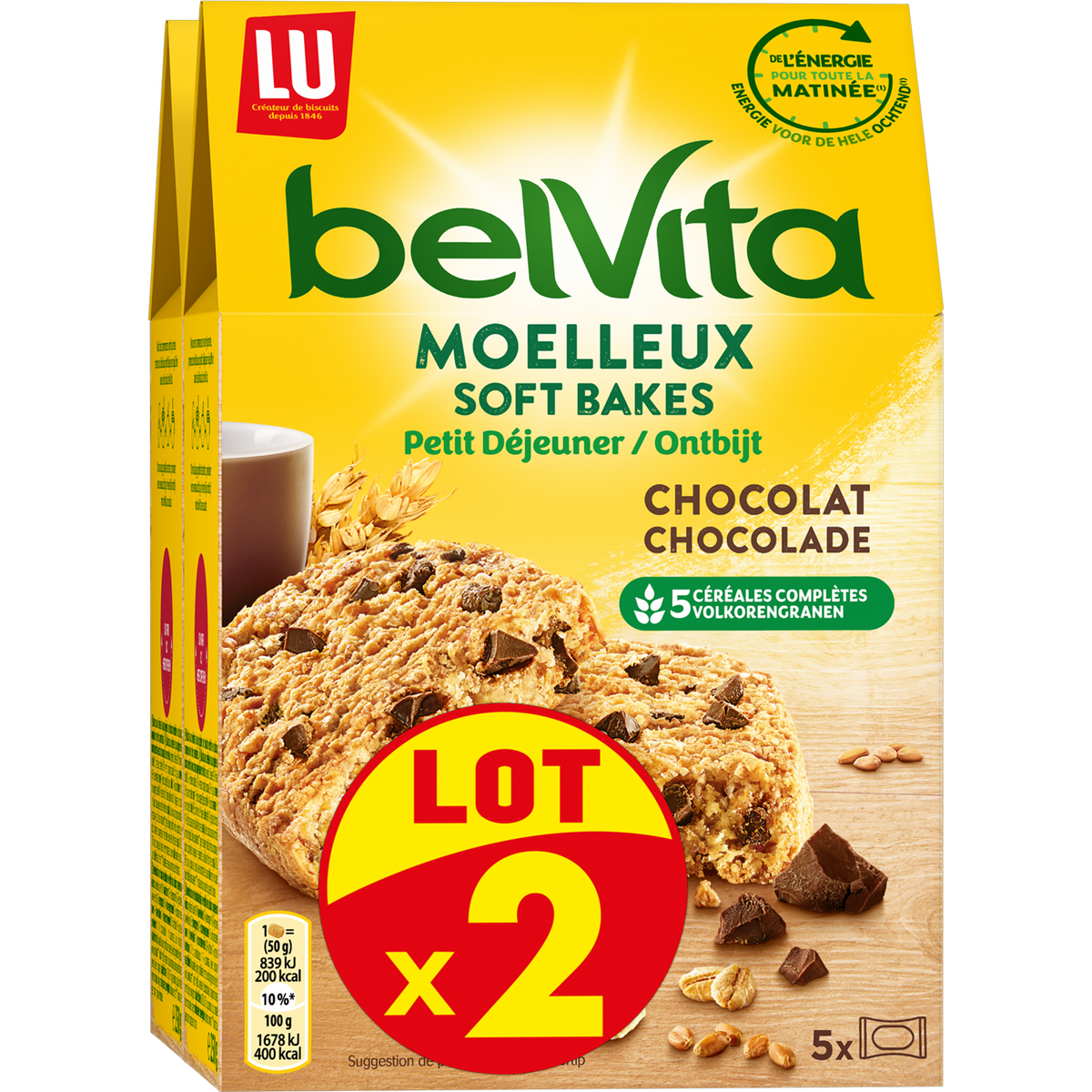 BELVITA Biscuits petit-déjeuner moelleux pépites de chocolat sachets ...