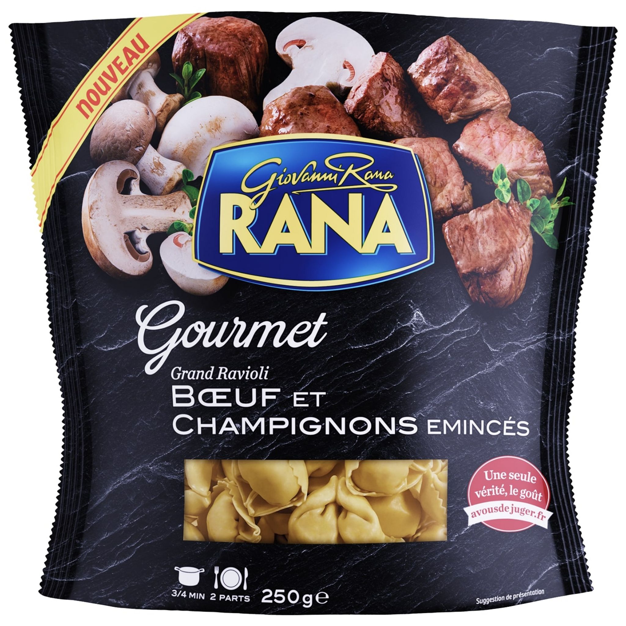 RANA Gourmet Grand ravioli boeuf et champignons émincés 2 portions 250g ...