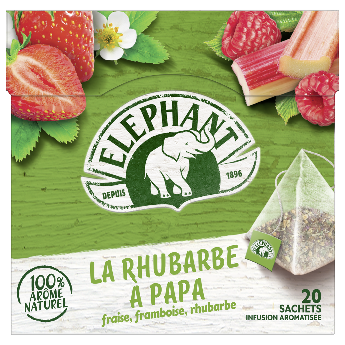 ELEPHANT Infusion fraise framboise rhubarbe 20 sachets 40g pas cher ...