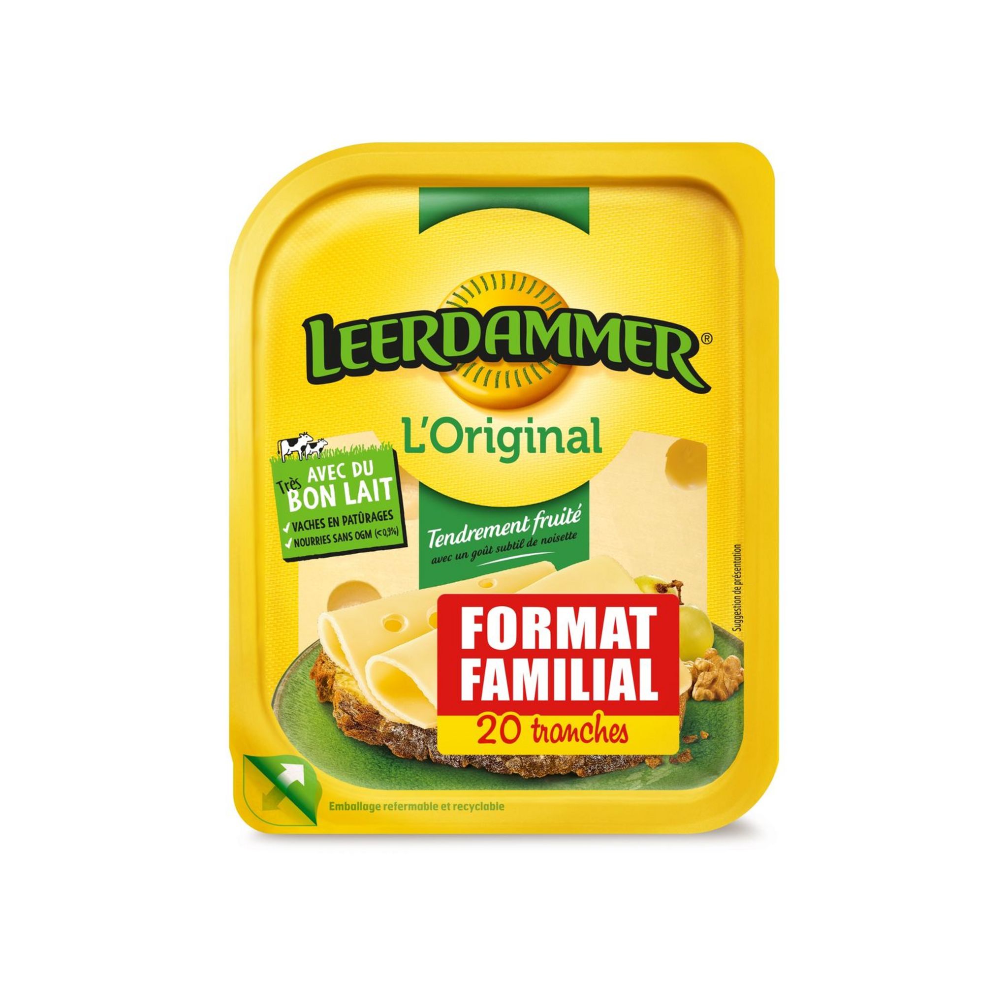 LEERDAMMER L'Original Fromage nature en tranche 20 tranches 450g pas ...