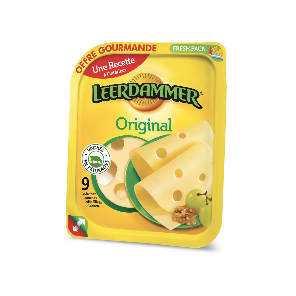 LEERDAMMER Original Fromage en tranches au lait pasteurisé 9 tranches ...