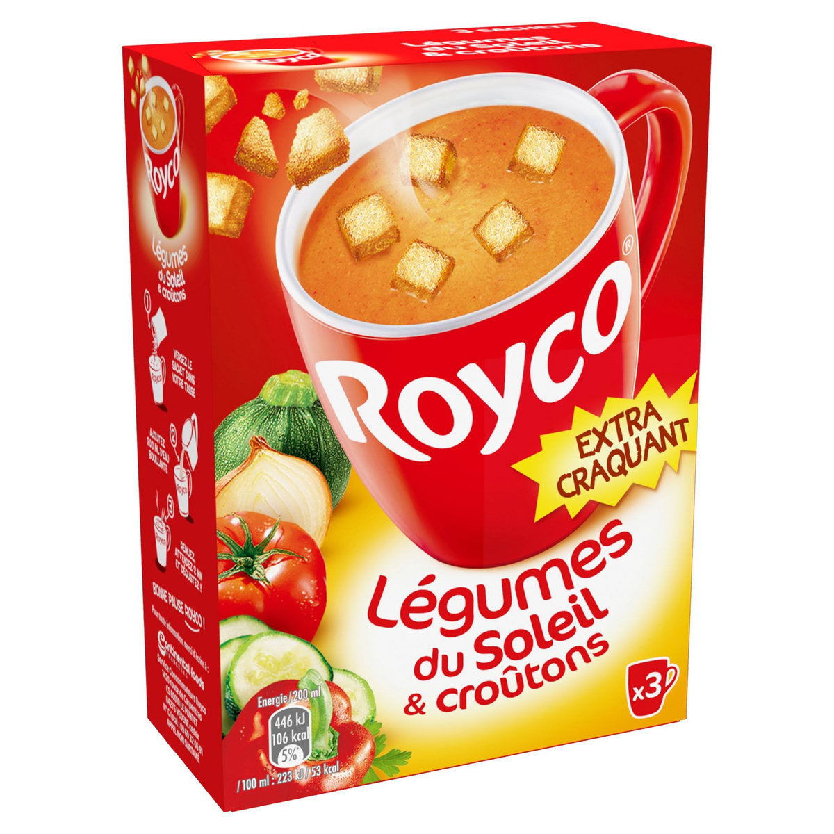 ROYCO Soupe instantanée légumes du soleil et croûtons 3 sachets 3x20cl ...