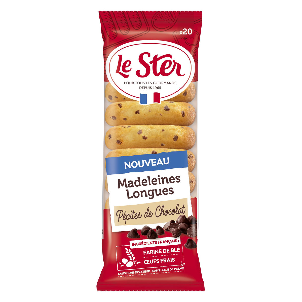 LE STER Madeleines longues au pépites de chocolat 20 madeleines 250g ...