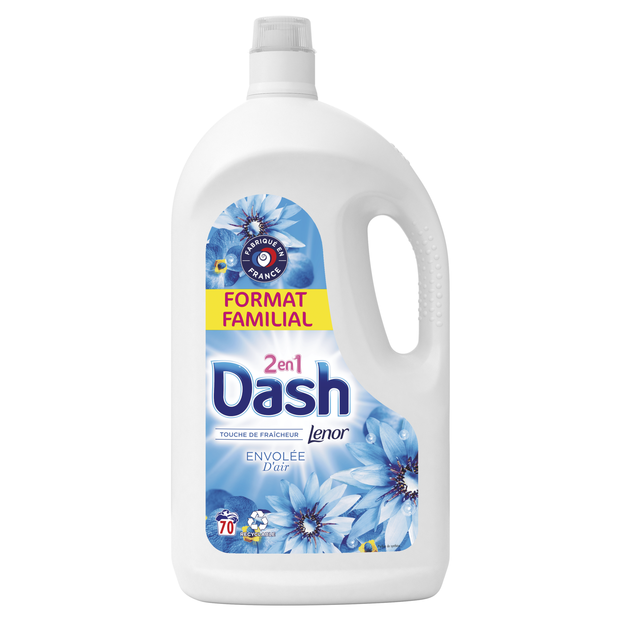 DASH Lessive liquide 2 en 1 envolée d'air 70 lavages 3,5l pas cher ...