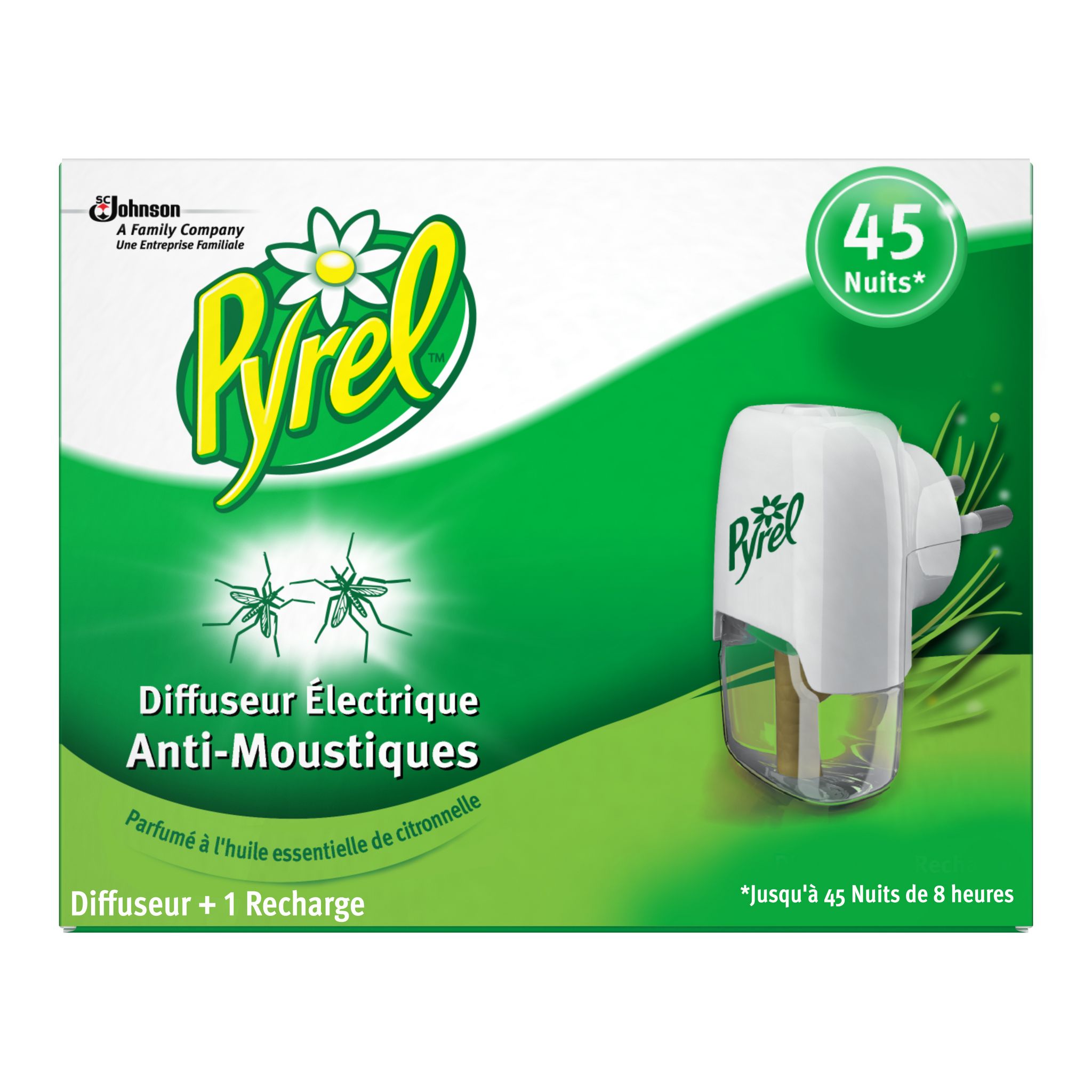 PYREL Diffuseur électrique à la citronnelle anti-moustiques efficace 45 ...