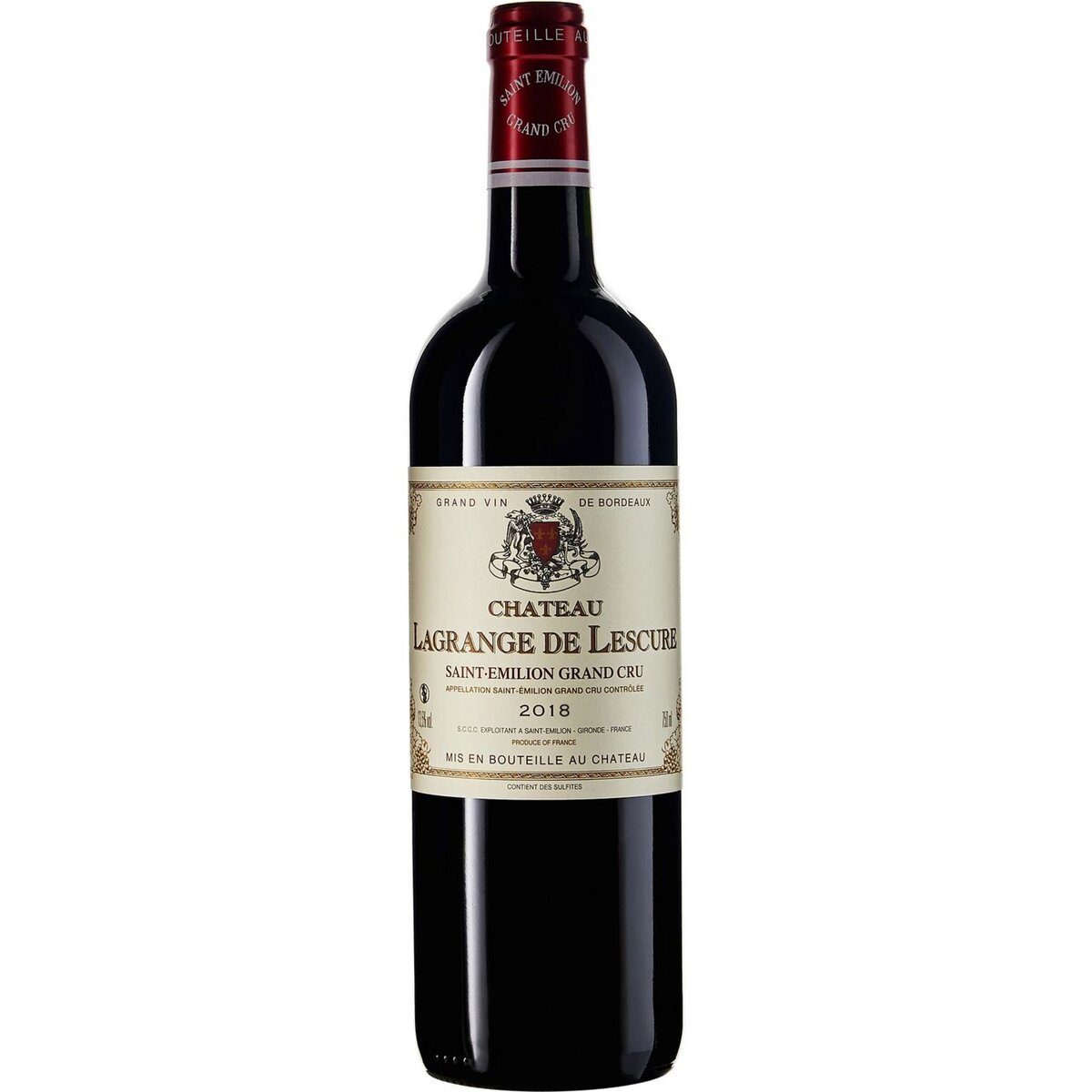 Vin rouge AOP Saint-Emilion grand cru Château Lagrange de Lescure 2018 ...