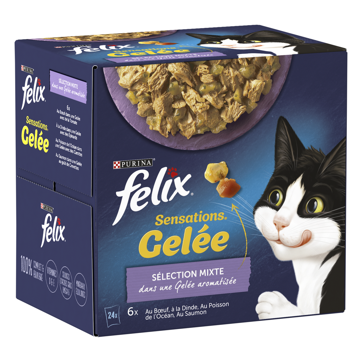 FELIX Sachets sensation gelée mixte pour chat 24x100g 1,4kg pas cher ...