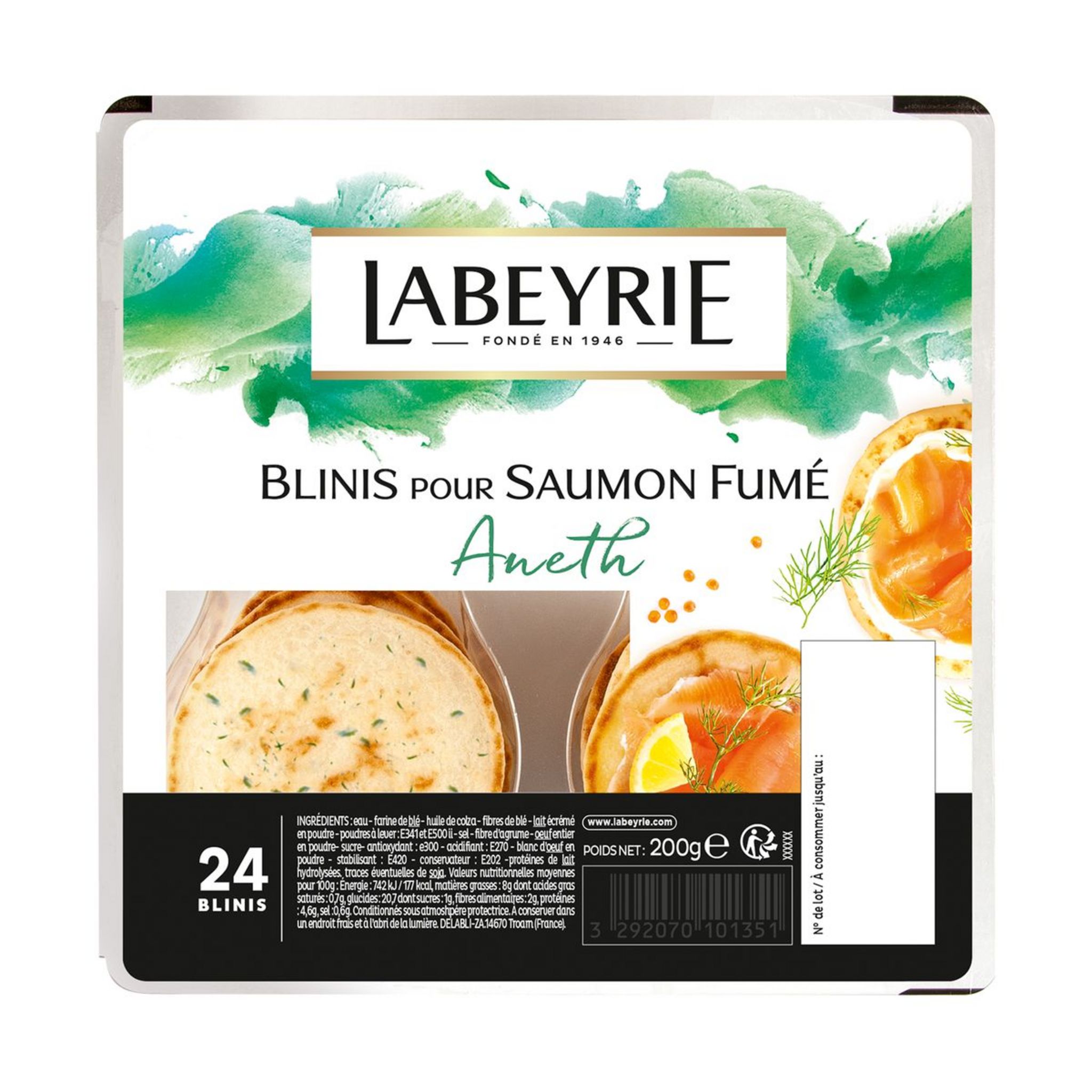 LABEYRIE Blinis à l'aneth pour saumon fumé 24 pièces 200g pas cher ...