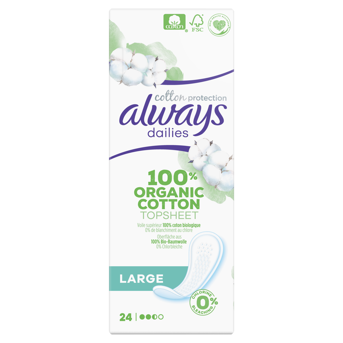 ALWAYS Dailies protège-slip avec coton bio 24 protections pas cher ...