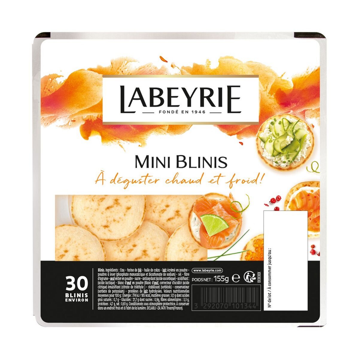 LABEYRIE Mini blinis 30 pièces environ 155g pas cher - Auchan.fr