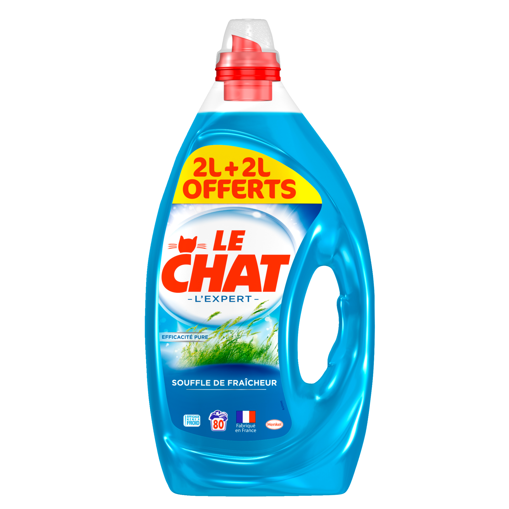 LE CHAT Lessive liquide souffle de fraîcheur 80 lavages 2l+2l offerts ...