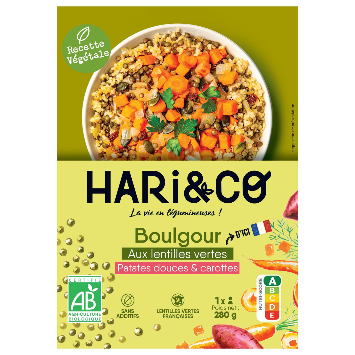 HARI&CO Boulgour aux lentilles vertes, patates douces et carottes bio 1 ...