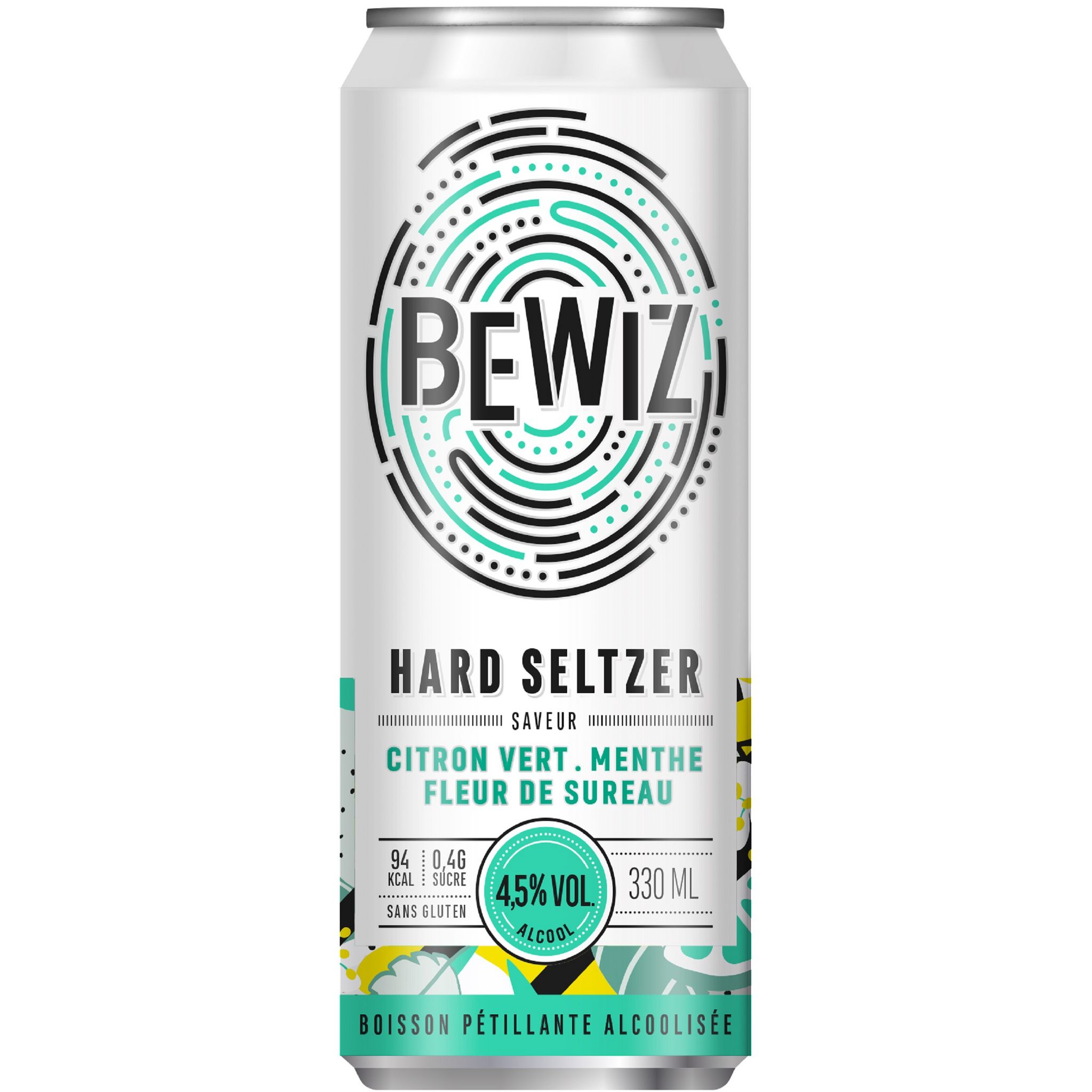 BEWIZ Boisson pétillante alcoolisée 4,5% citron vert menthe fleur de ...