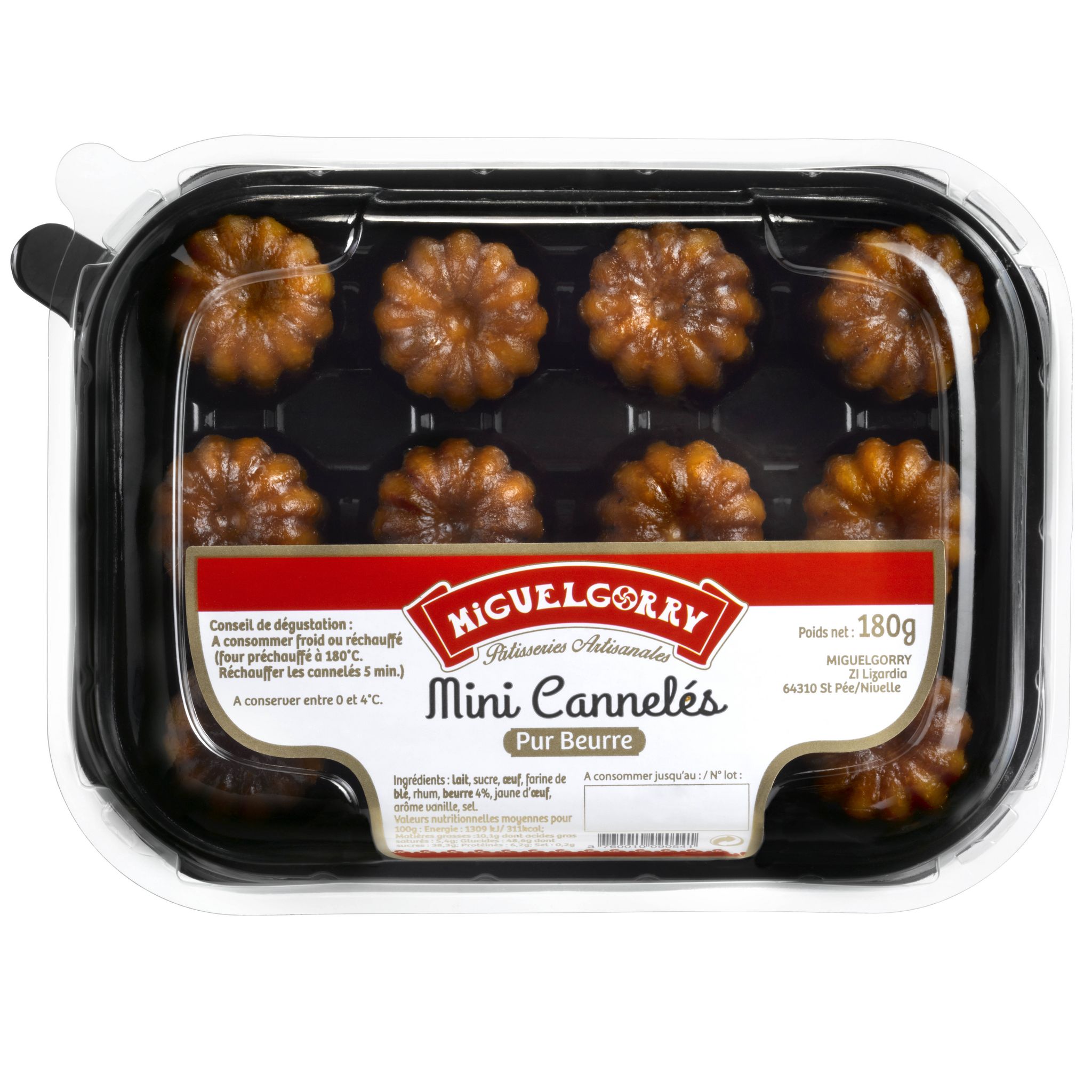 MIGUELGORRY Mini cannelés pur beurre 12 pièces 180g pas cher - Auchan.fr
