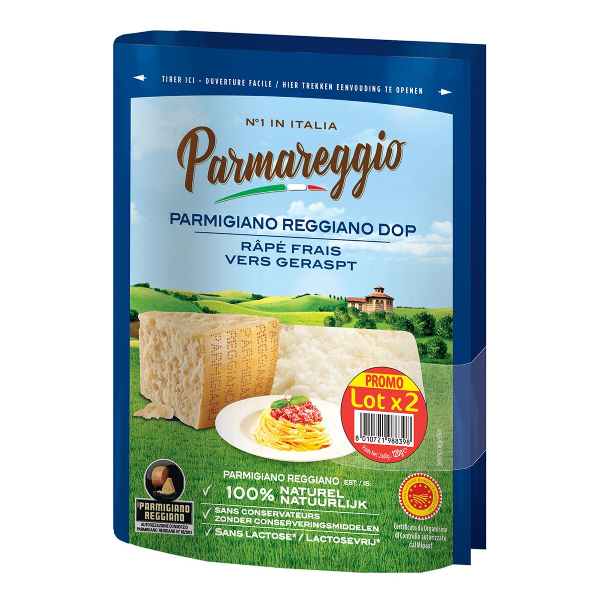 PARMAREGGIO Parmesan râpé AOP 2x60g pas cher - Auchan.fr
