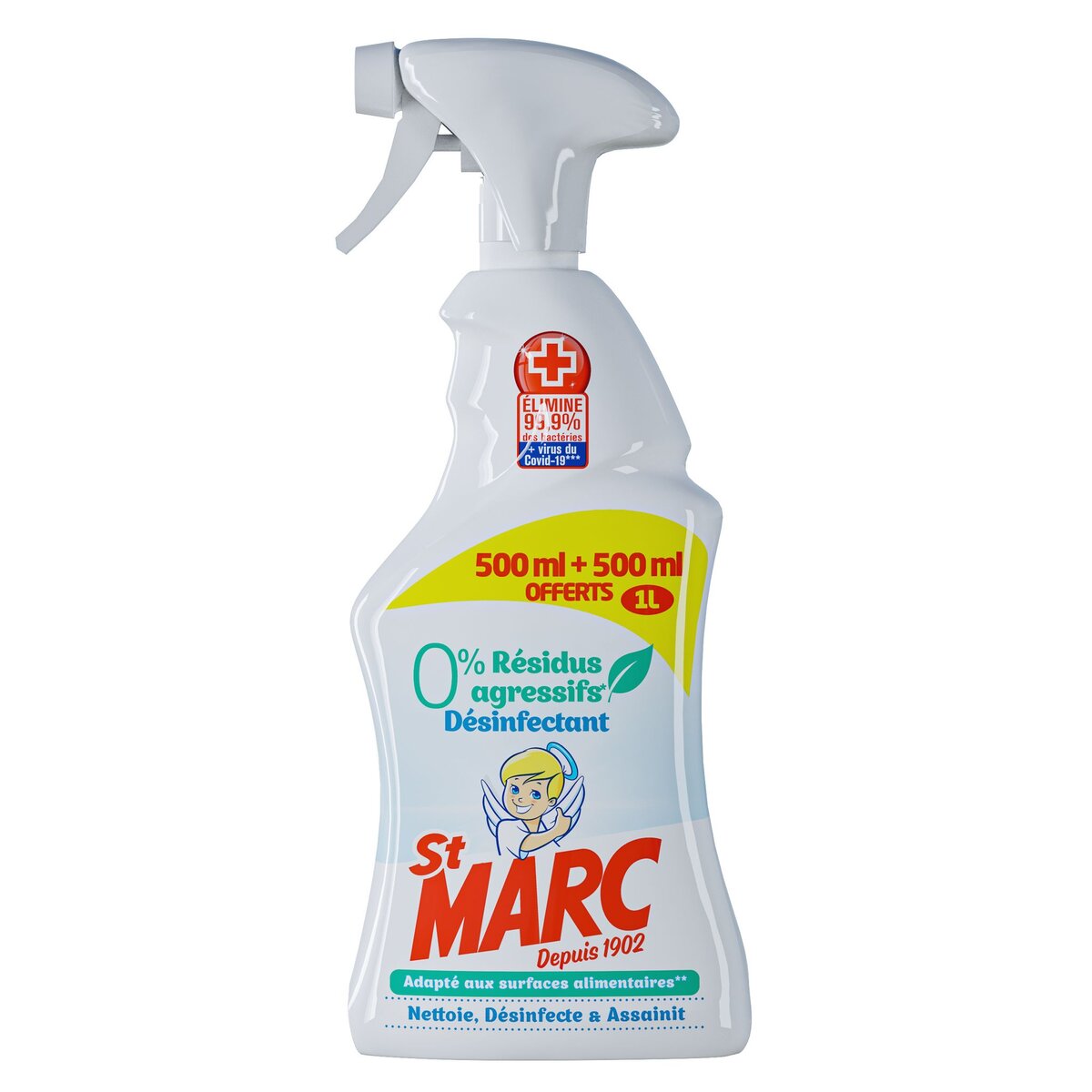ST MARC Spray désinfectant 0% résidus agressifs 500ml+500ml offerts 1l pas cher - Auchan.fr