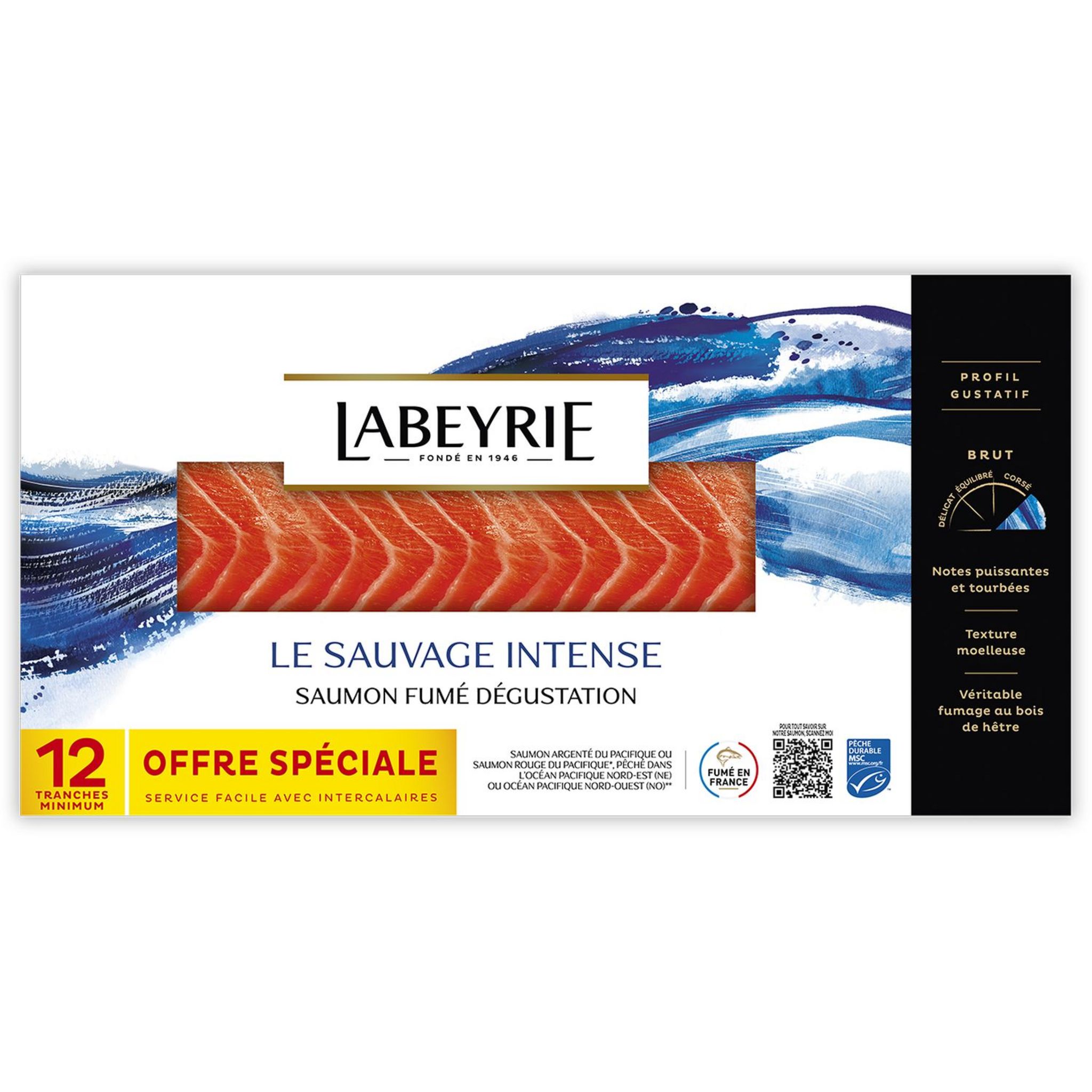 LABEYRIE Saumon fumé sauvage 12 tranches 355g pas cher - Auchan.fr