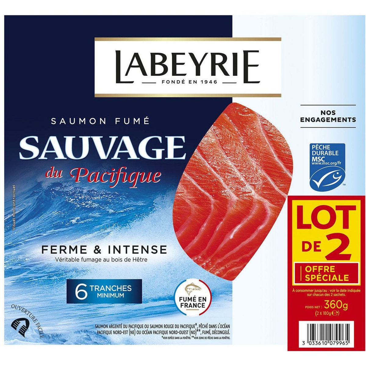 LABEYRIE Saumon fumé sauvage du Pacifique MSC 2x6 tranches 360g pas ...