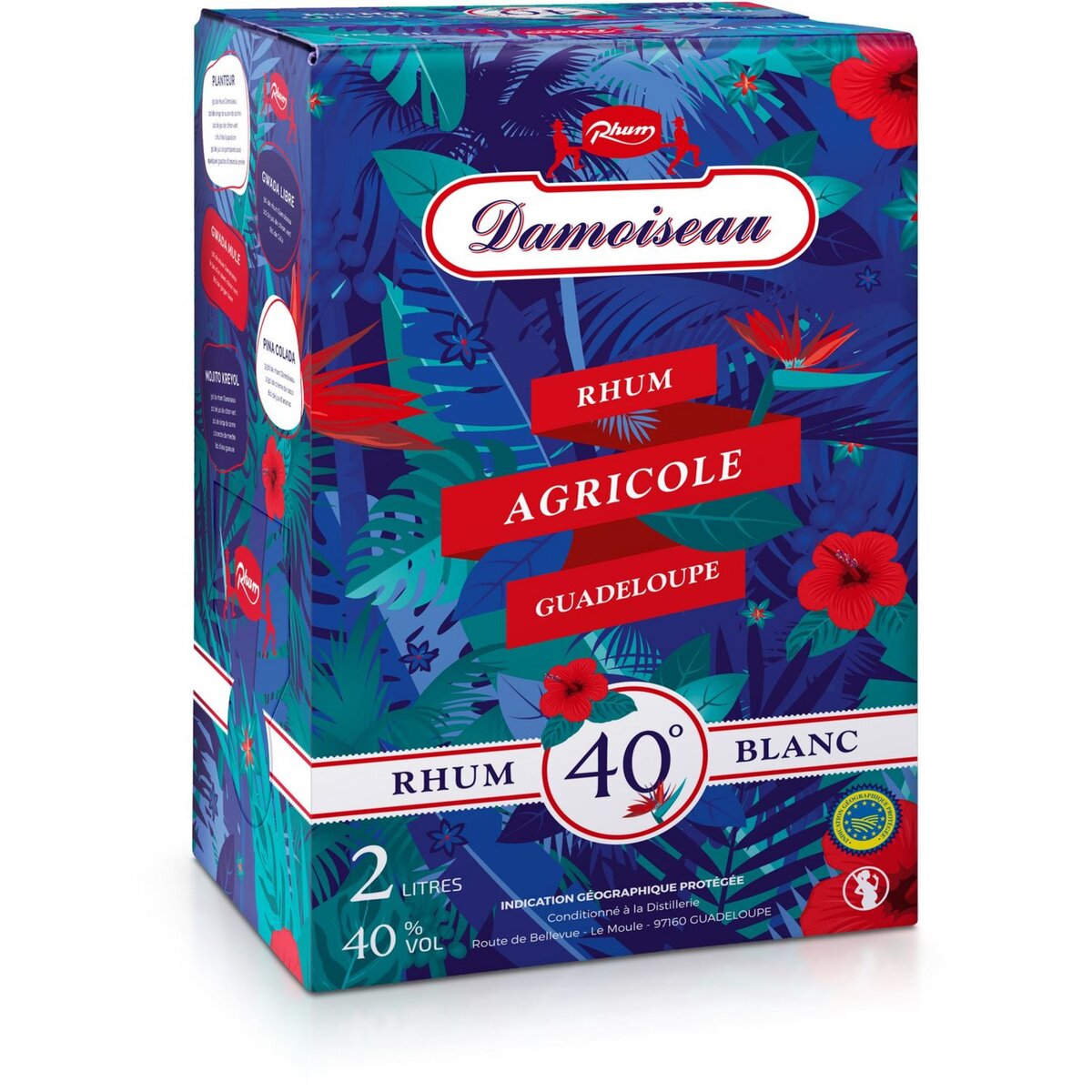 DAMOISEAU Rhum blanc agricole de Guadeloupe 40% 2l pas cher - Auchan.fr