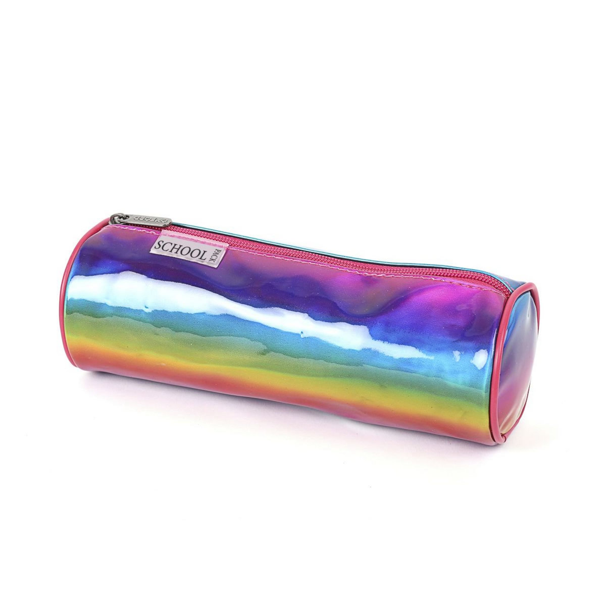 SCHOOLPACK Trousse ronde 1 compartiment Arc-en-ciel PVC brillant pas ...