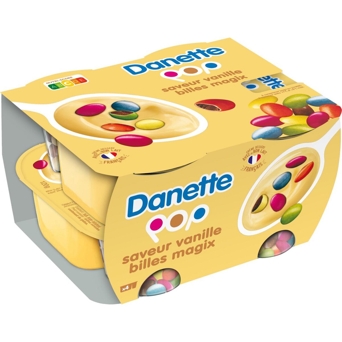 DANETTE POP - Crème dessert vanille billes magix 4x120g pas cher ...