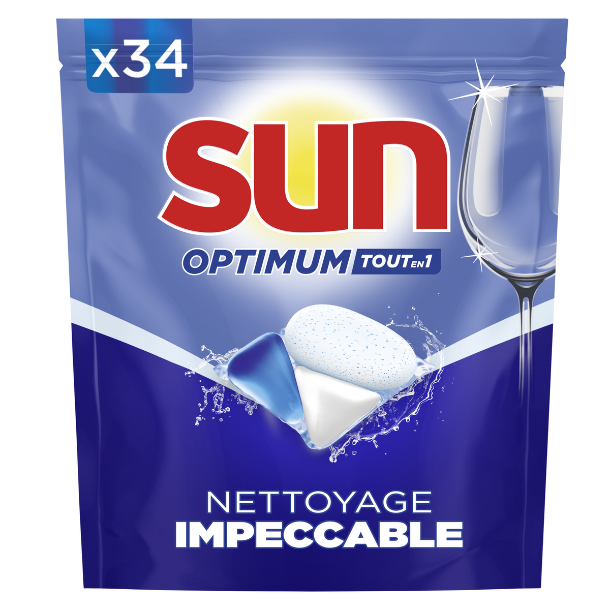 SUN Optimum capsules lave-vaisselle tout en 1 34 tablettes pas cher ...