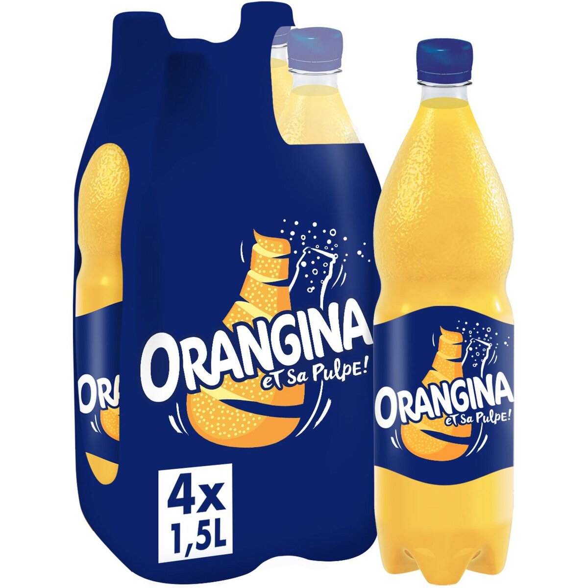 ORANGINA Boisson gazeuse à la pulpe de fruit jaune 4x1,5l pas cher ...