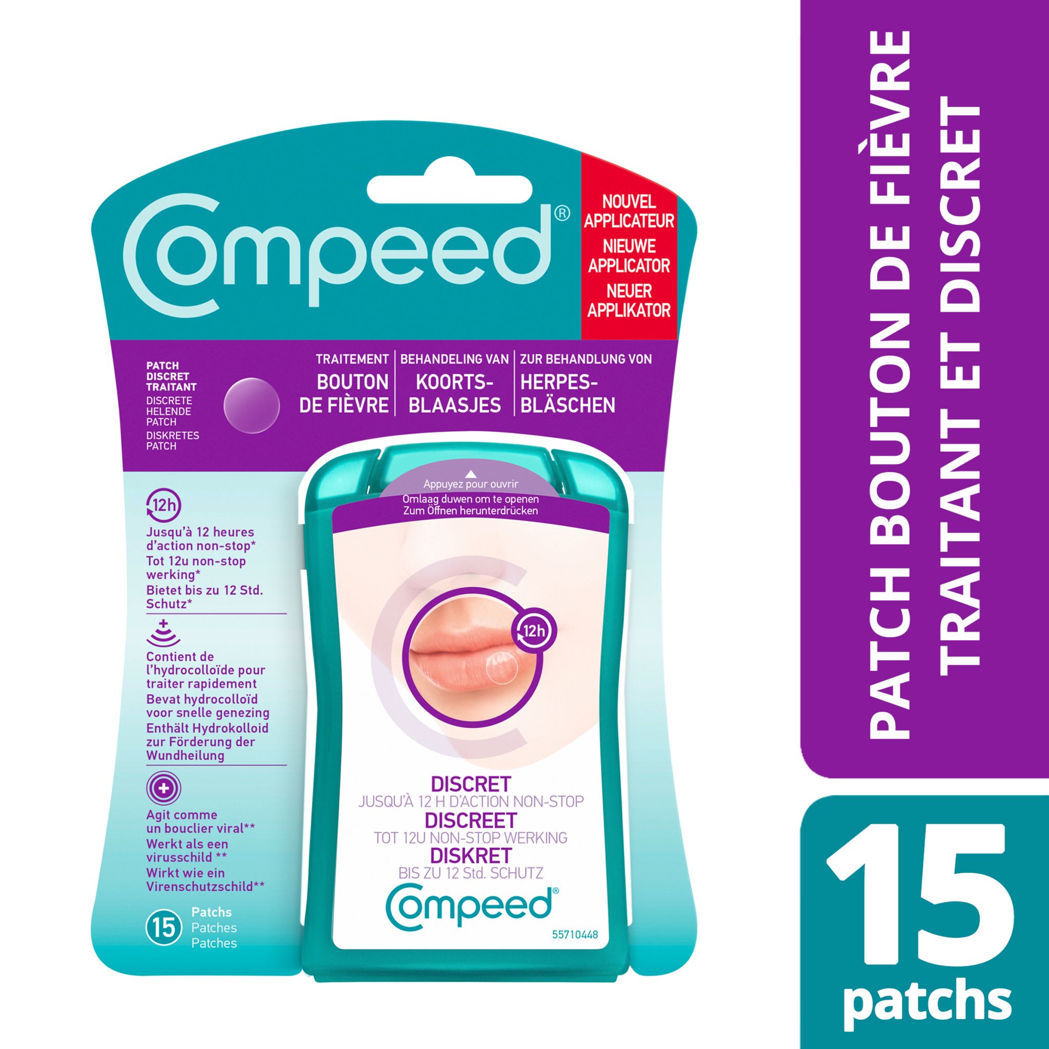 COMPEED Patch bouton de fièvre invisible 15 patchs pas cher - Auchan.fr
