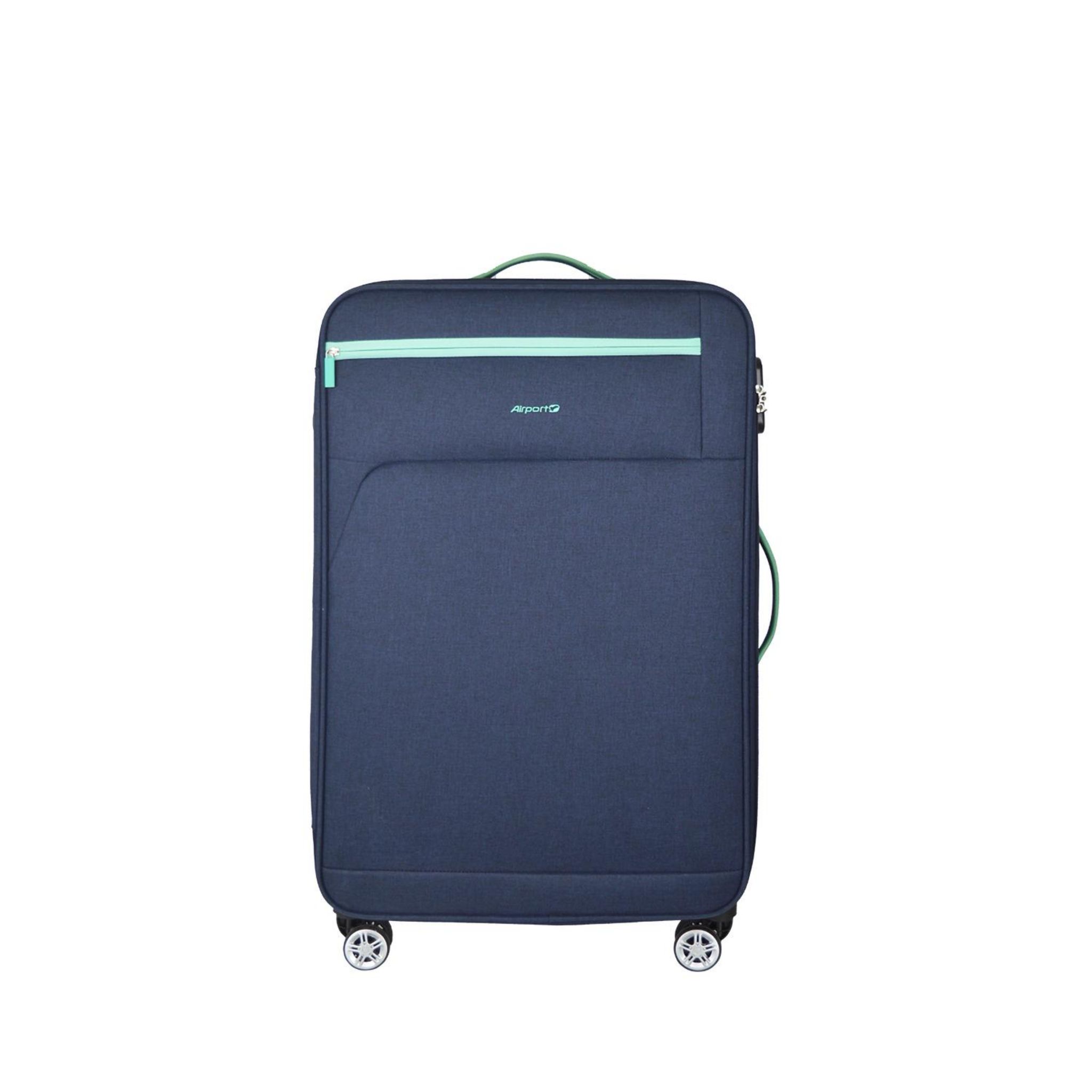 AIRPORT Valise souple polyester bleu 8 roues 75x45x27cm Citybreak pas ...