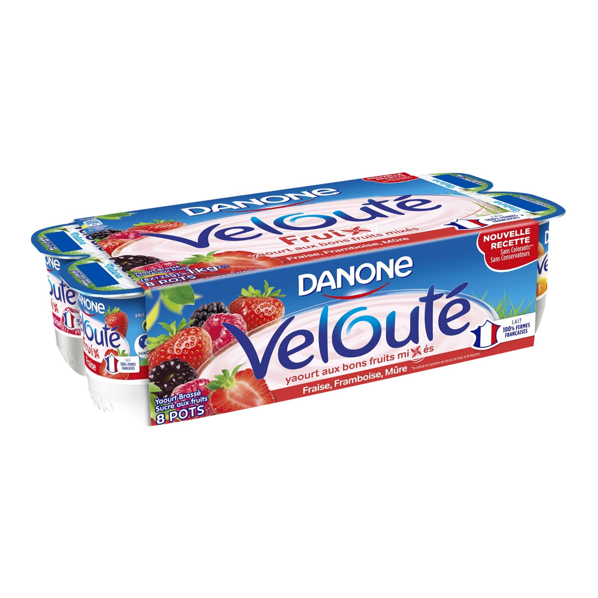 DANONE Yaourt brassé et mixé aux fruits rouges 8x125g 8x125g pas cher - Auchan.fr