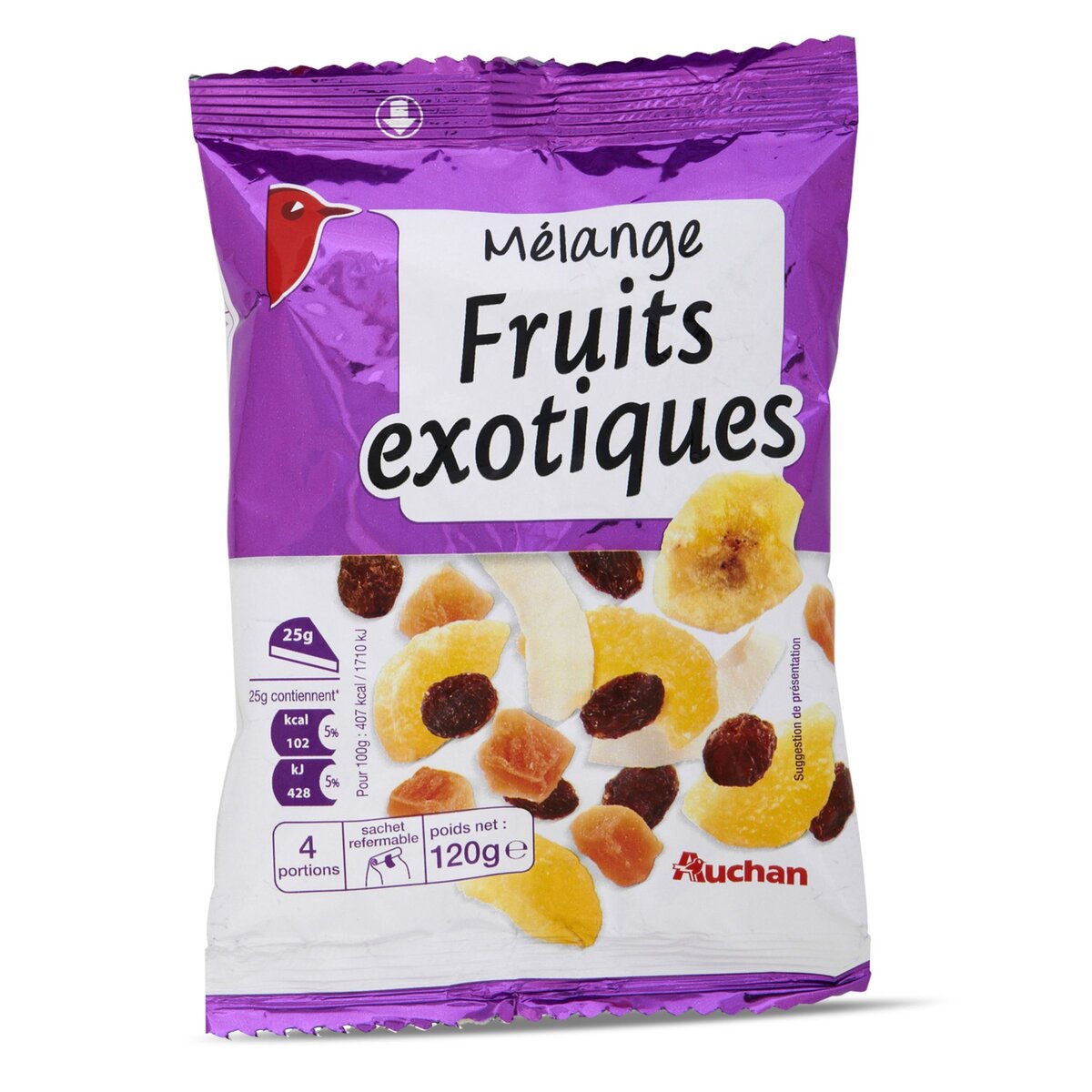 AUCHAN Auchan mélange de fruits exotiques doypack 120g pas cher - Auchan.fr
