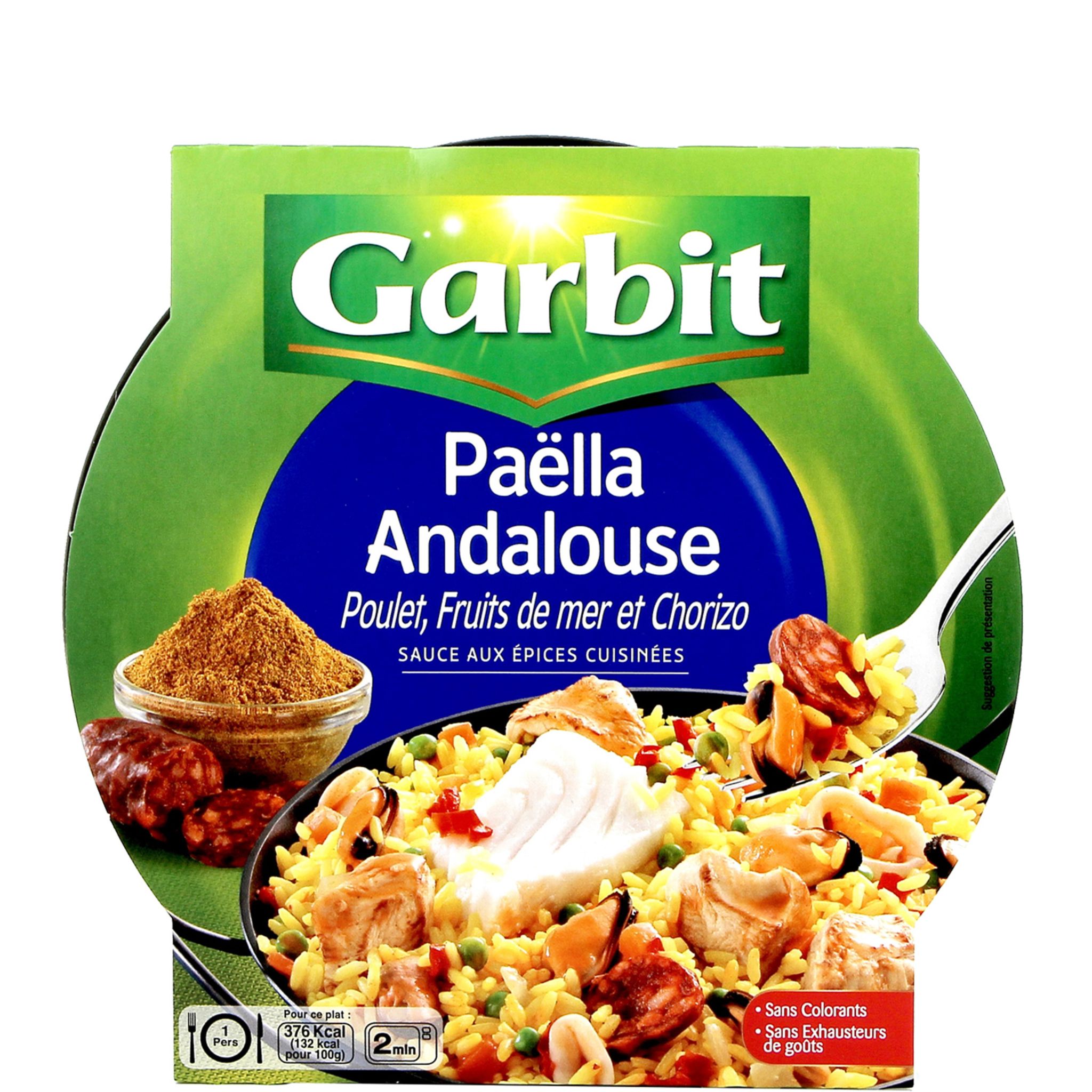 GARBIT Garbit paëlla andalouse volaille fruits de mer 285g pas cher ...
