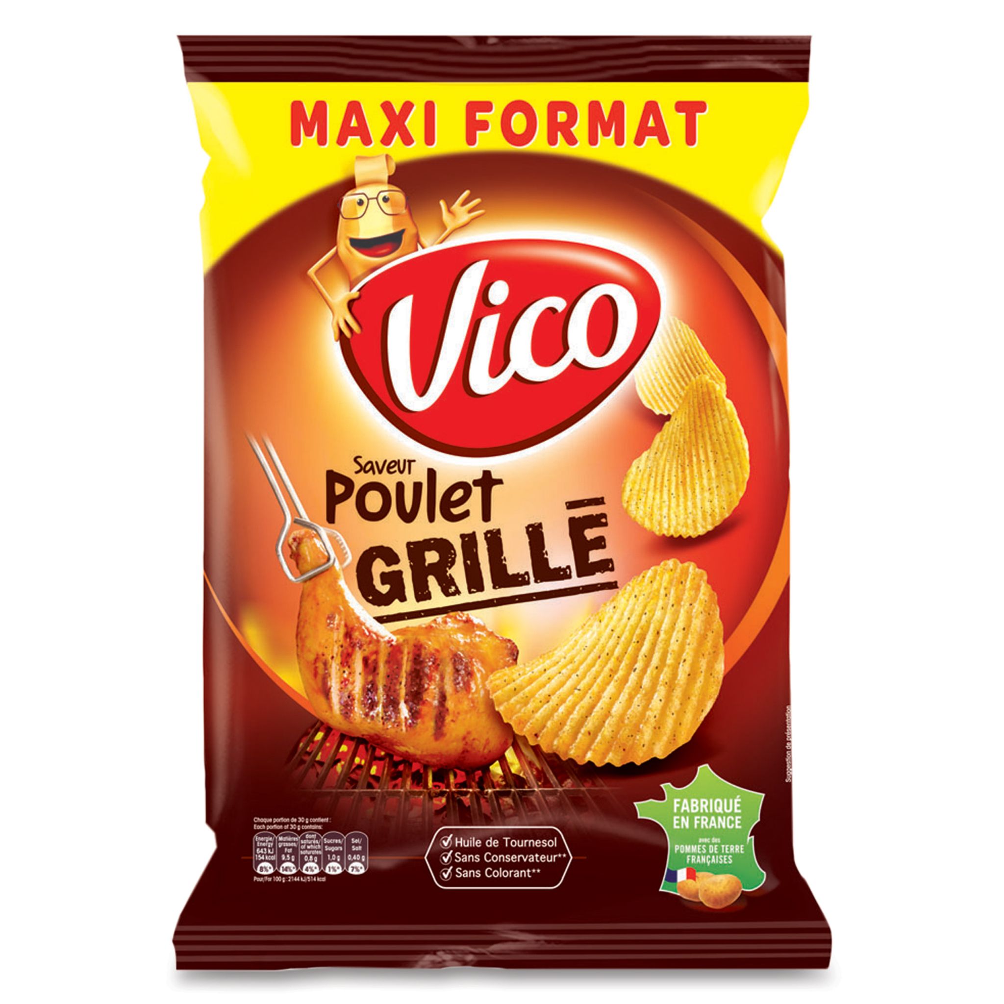 VICO Vico chips saveur poulet grillé 360g pas cher - Auchan.fr