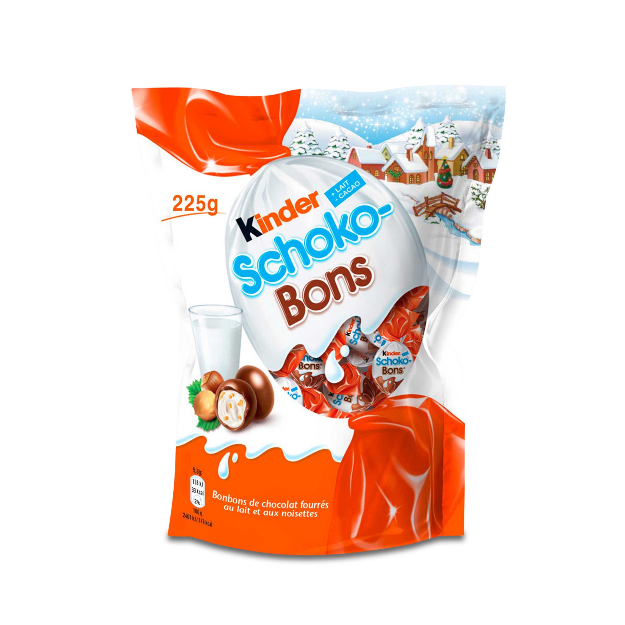 KINDER Schokobons Bonbons chocolatés fourrés lait et noisettes 225g pas ...