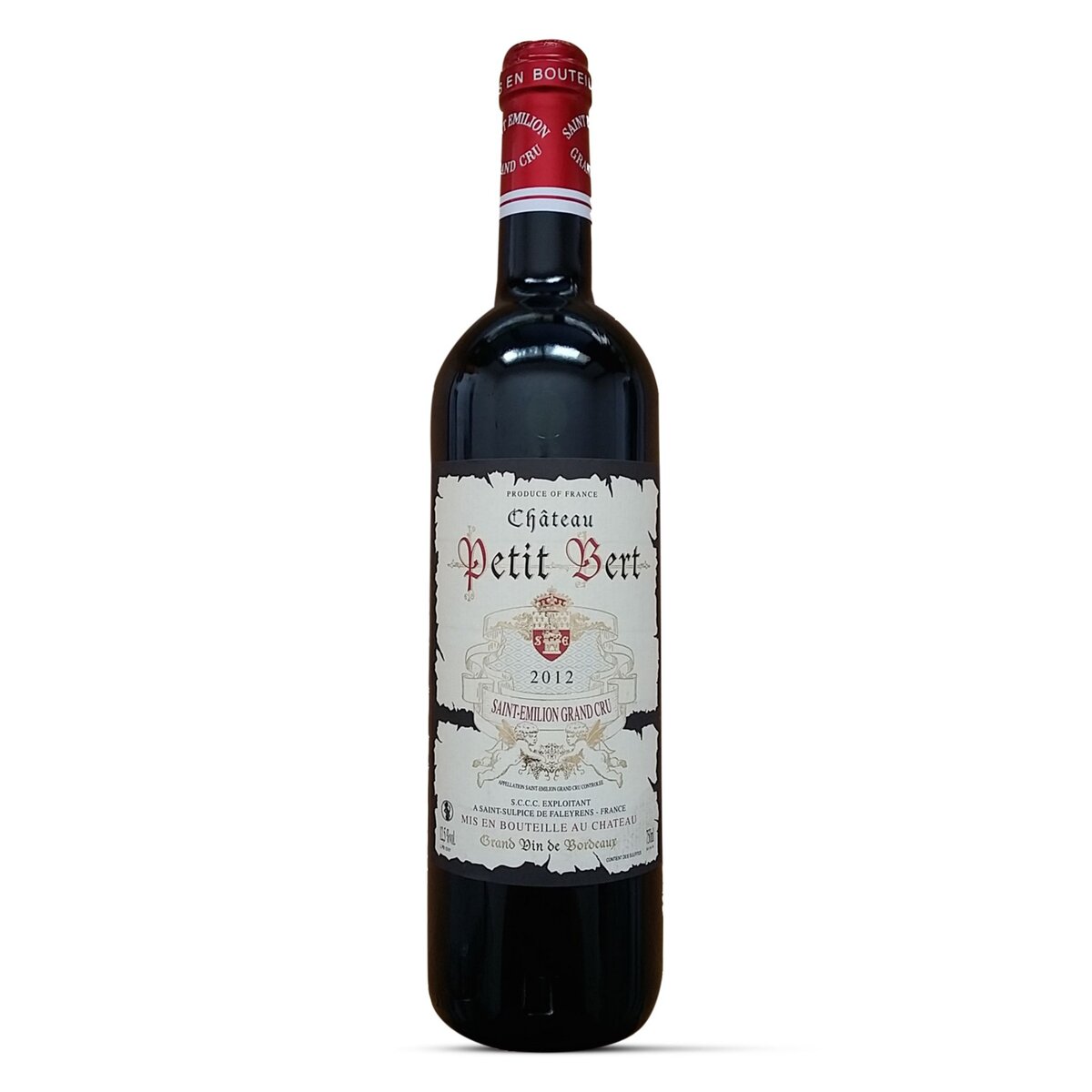 Vin rouge AOP Saint-Emilion grand cru Château Petit Bert 75cl pas cher ...