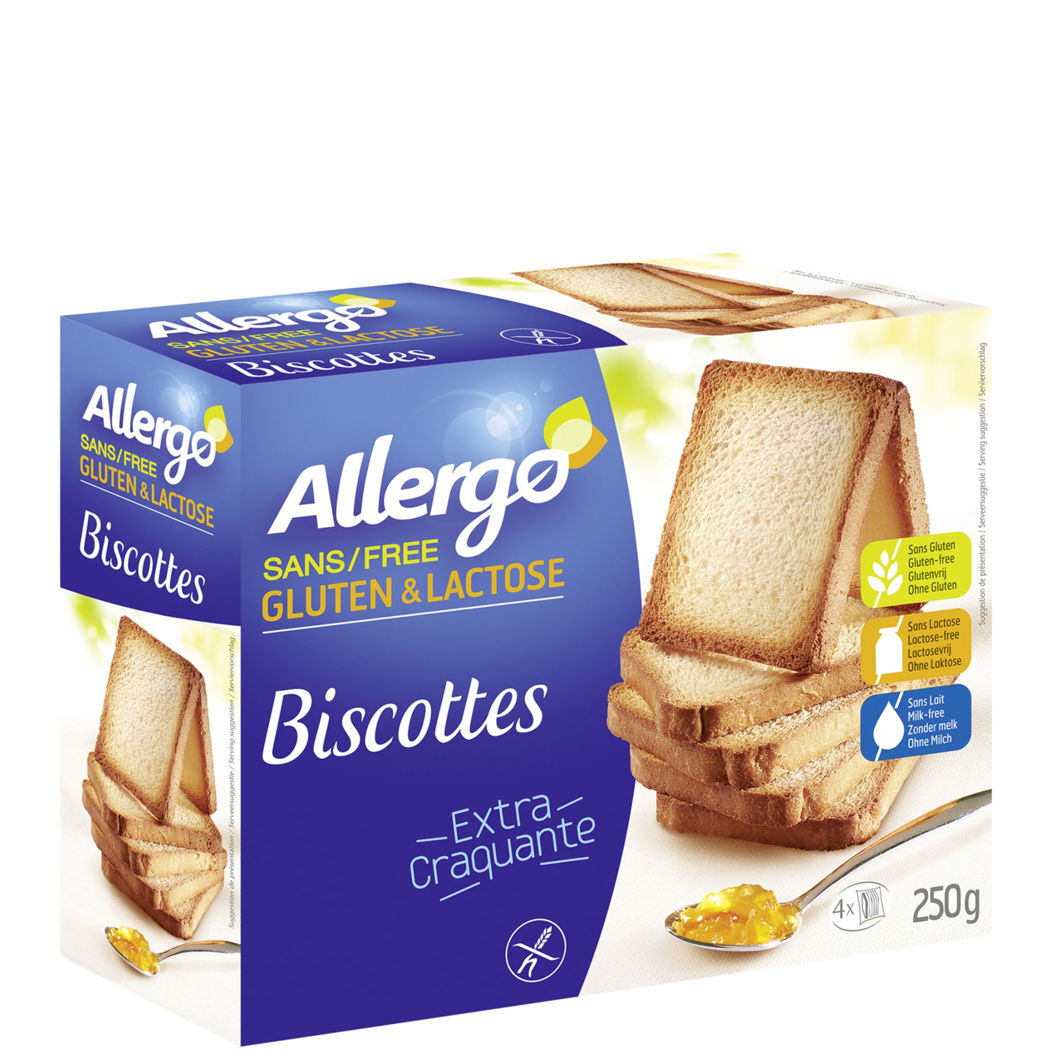 ALLERGO Allergo biscottes sans gluten 250g pas cher - Auchan.fr
