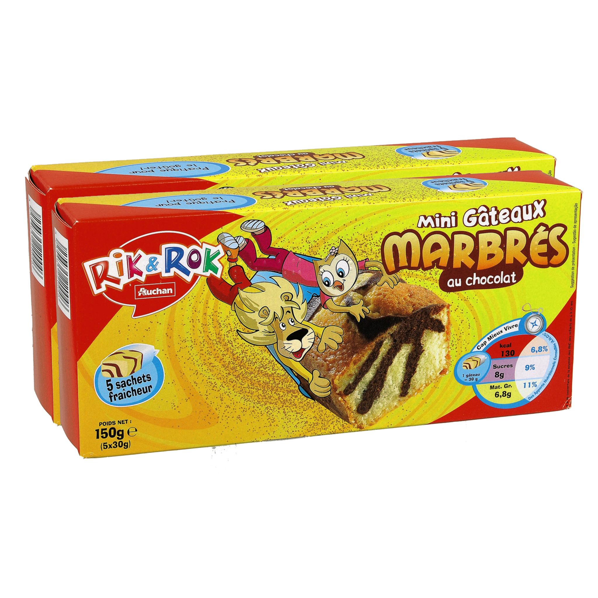 AUCHAN RIK ET ROK Rik&Rok mini marbrés 2x150g dont 4offerts pas cher ...