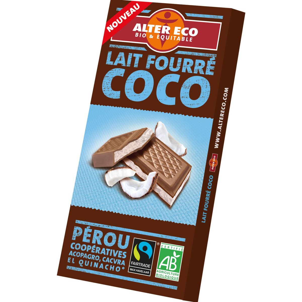 ALTER ECO Alter Eco bio équitable chocolat au lait fourré coco 85g pas ...