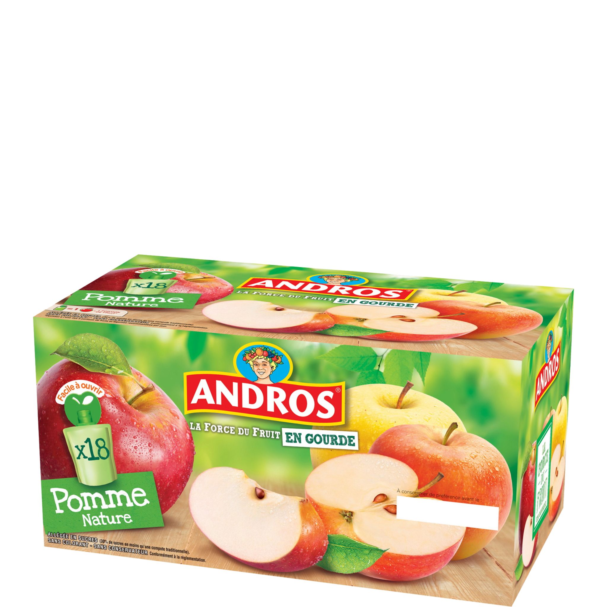 ANDROS Andros compote de pomme nature gourde 18x90g pas cher - Auchan.fr