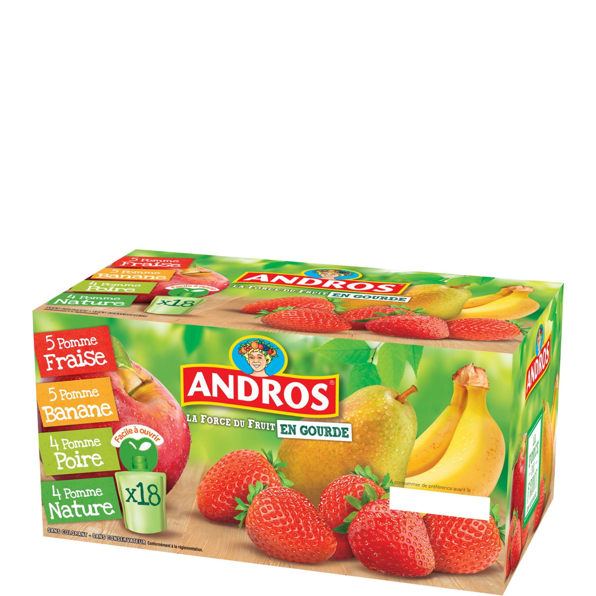 ANDROS Andros compote gourdes panaché 18x90g pas cher - Auchan.fr
