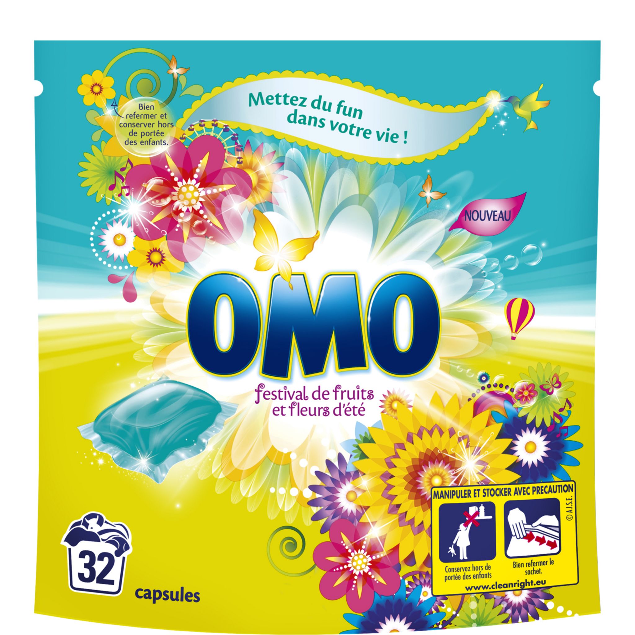 OMO Omo lessive festival fruits fleurs été écodose x32 -0,784l pas cher ...