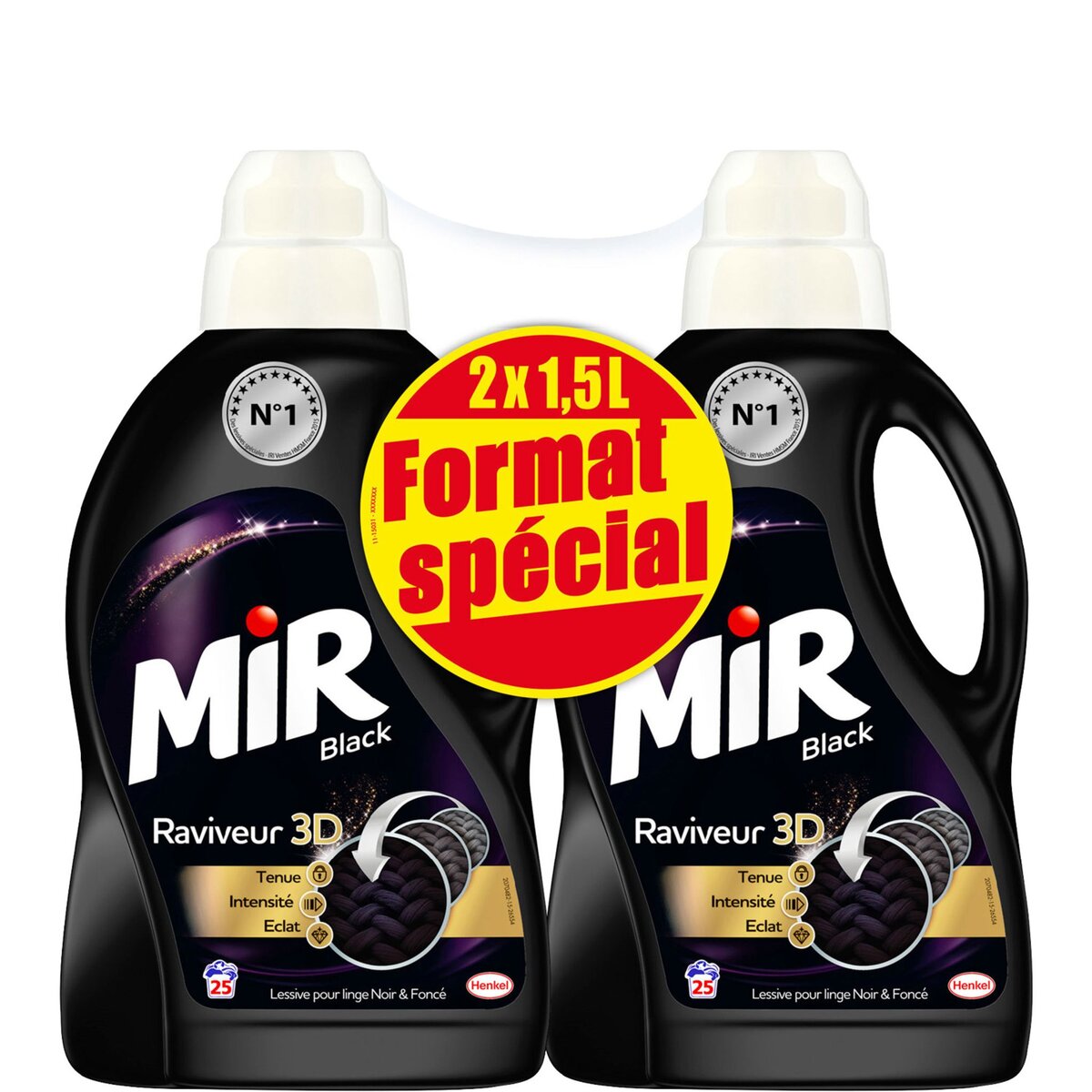 MIR Mir Black lessive spéciale concentrée 50 lavages -2x1,5l pas cher ...