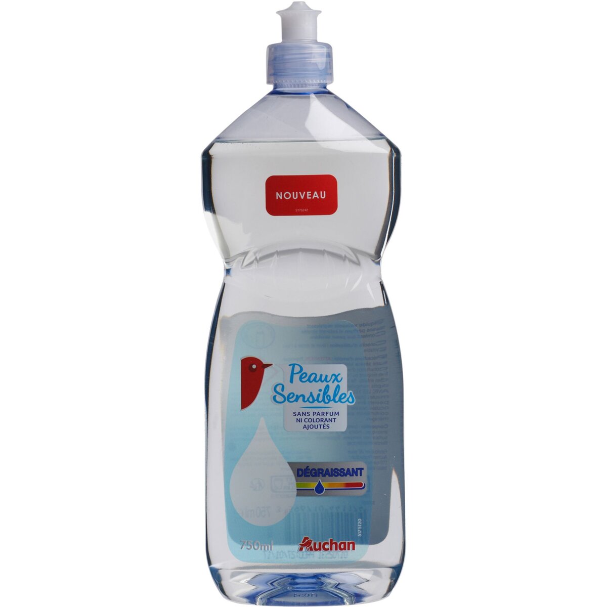 AUCHAN Liquide vaisselle dégraissant peaux sensibles 750ml pas cher - Auchan.fr
