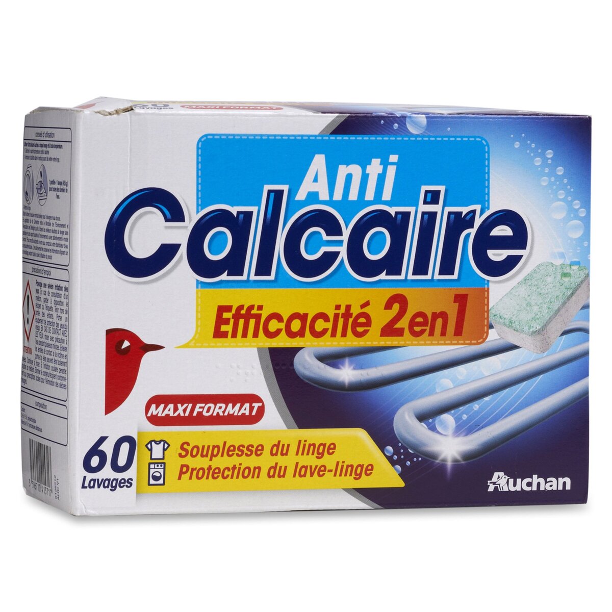AUCHAN Auchan Pastilles anti-calcaire lave-linge x60 60 lavages 60 pastilles pas cher - Auchan.fr