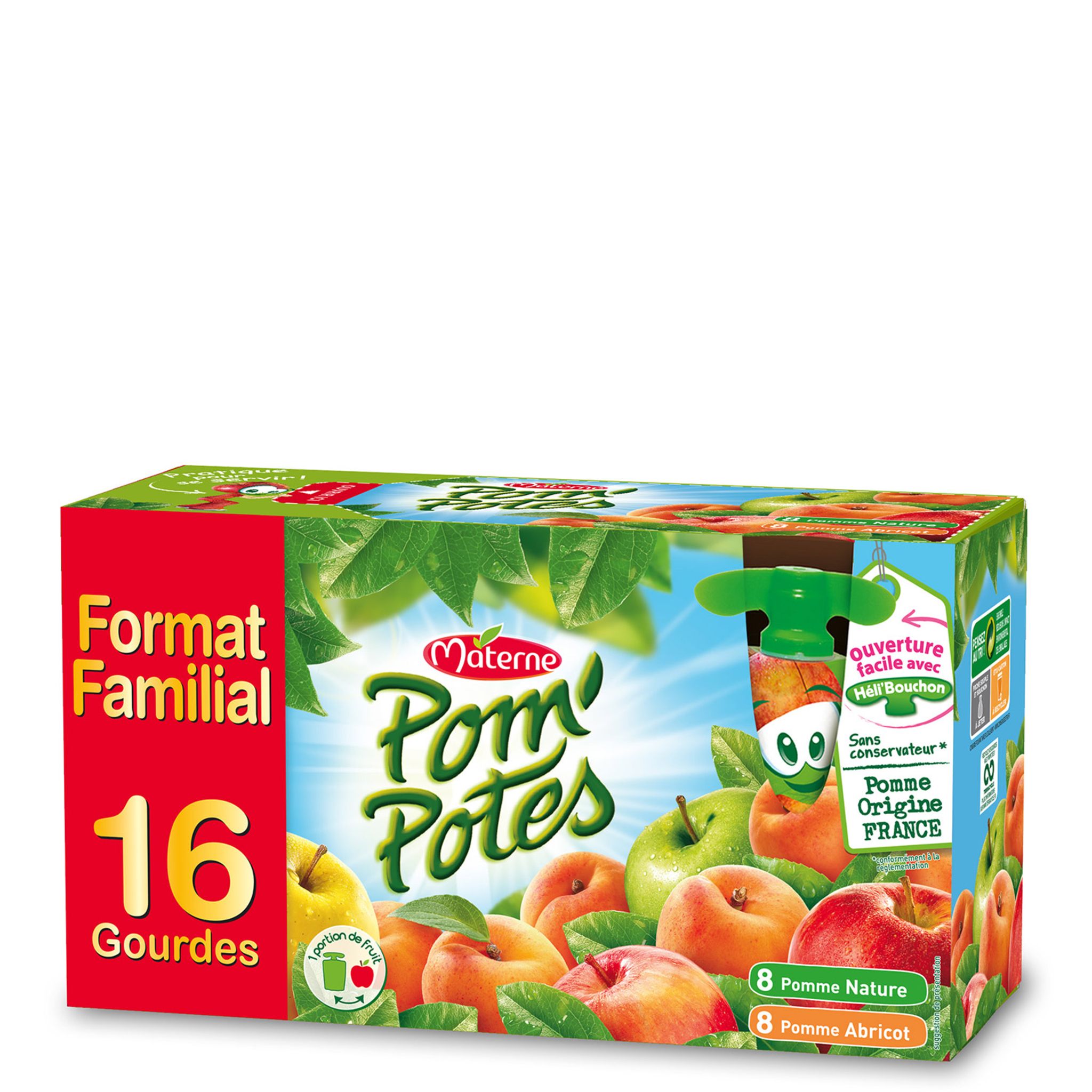 POM'POTES Pom'Potes pomme +abricot 16x90g familial pas cher - Auchan.fr