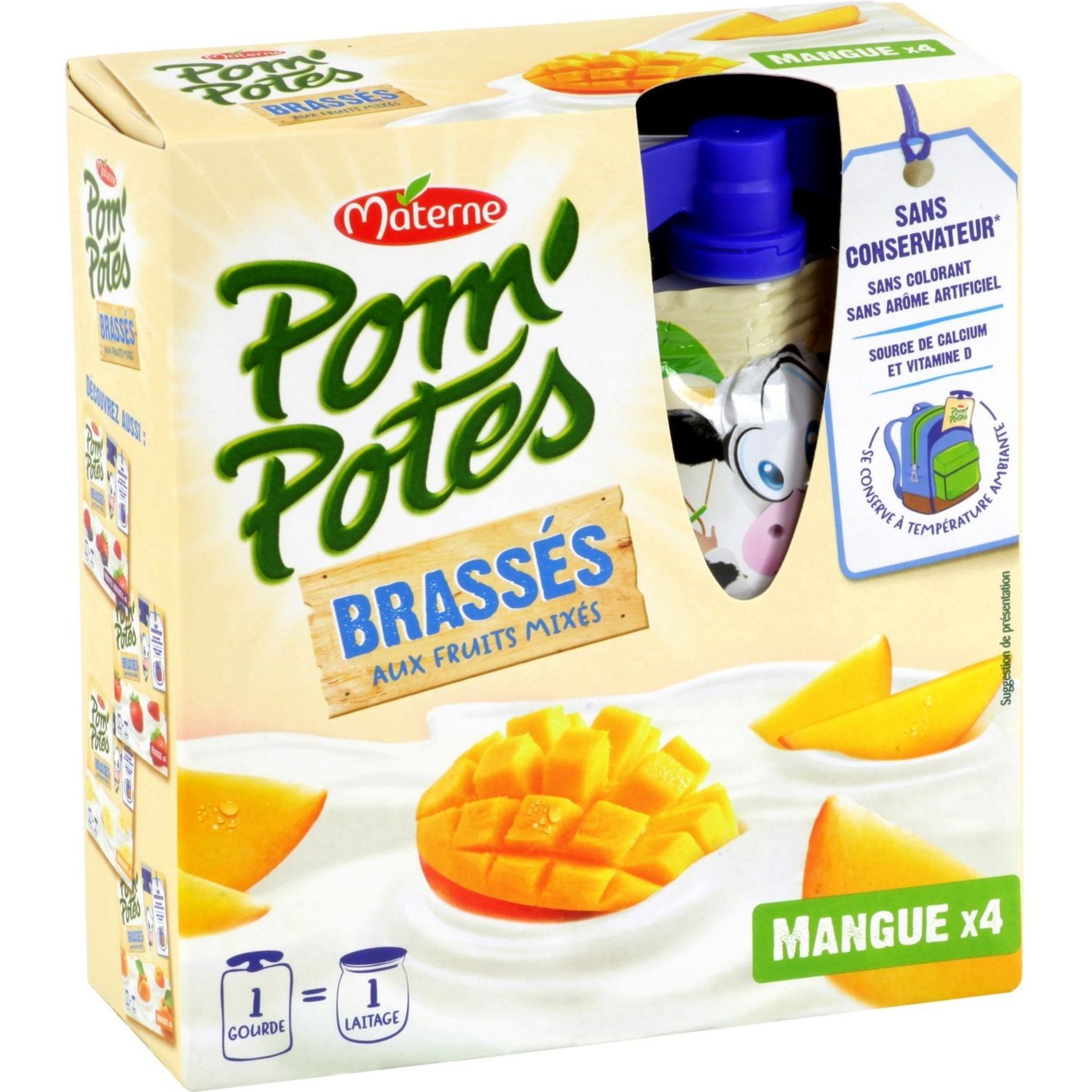 POM'POTES Pom'Potes brassées mangue 4x85g pas cher - Auchan.fr