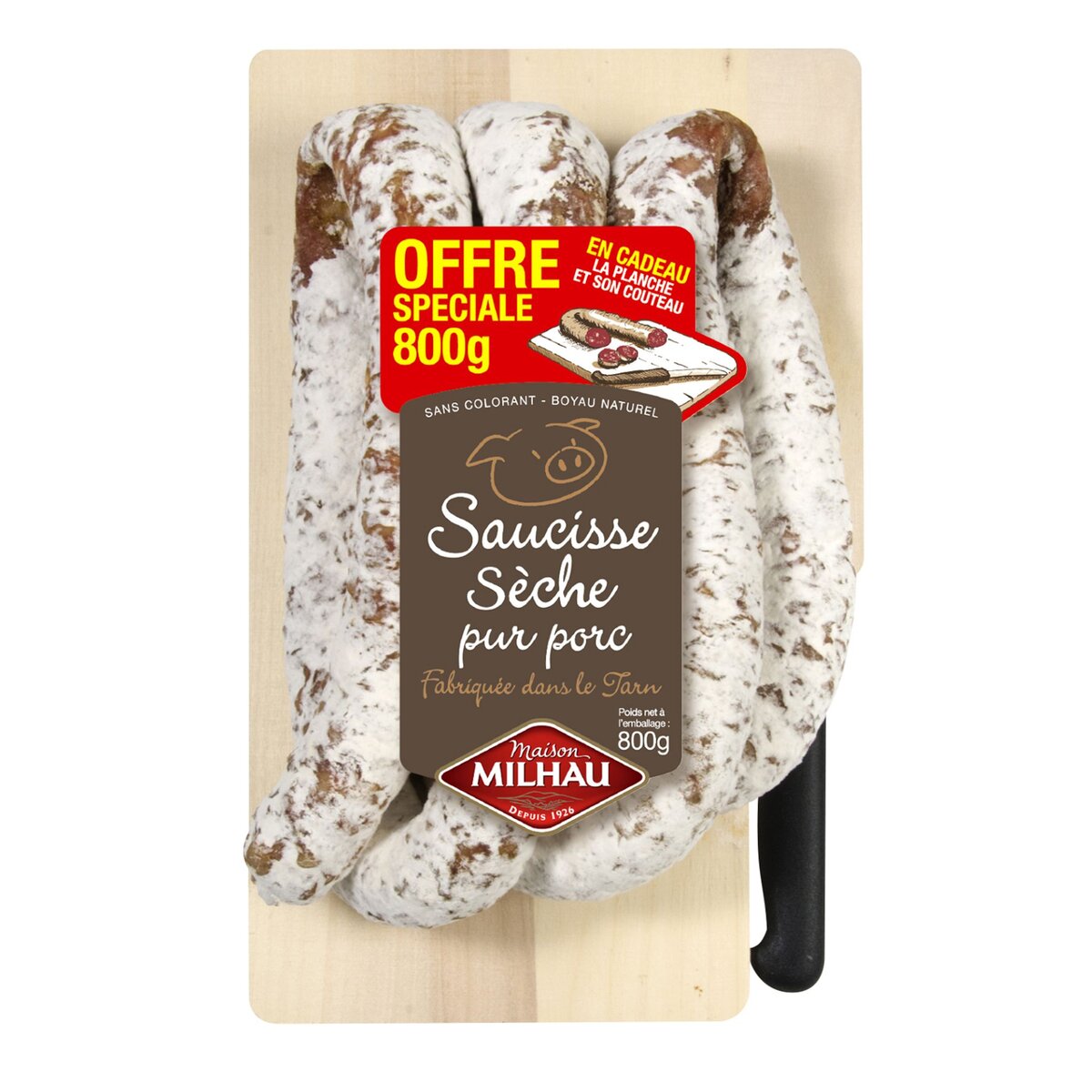 MAISON MILHAU Saucisse sèche perchée 800g pas cher - Auchan.fr